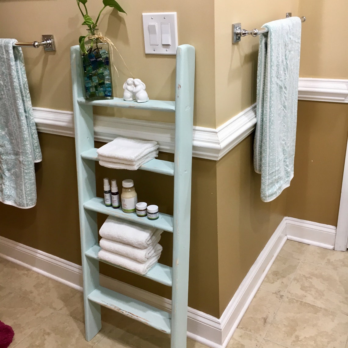 Wall Decor Shelves Ladder Storage Home Accent Ladder | Etsy