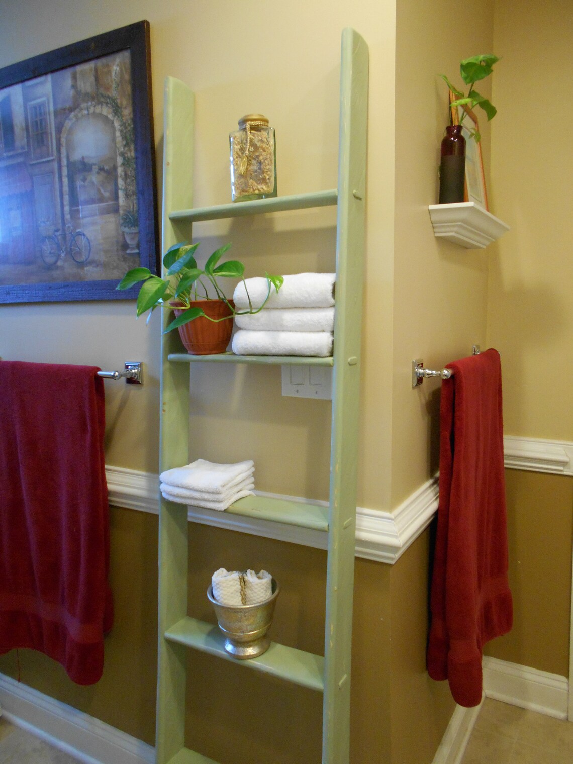 WOOD LADDER Towel Ladder for Bathroom | Etsy