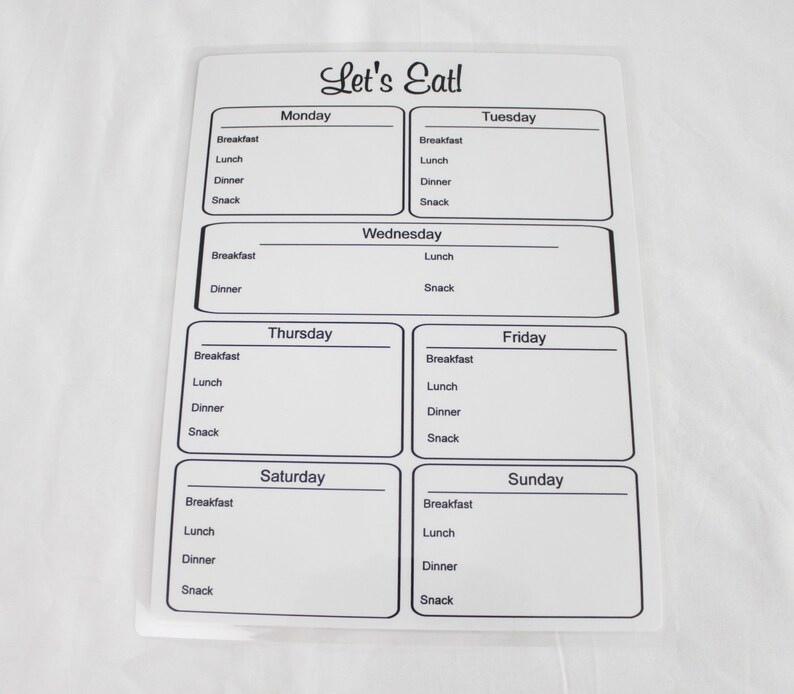 Weekly Menu Dry Erase Board Lets Eat With Slots for Each Meal - Etsy