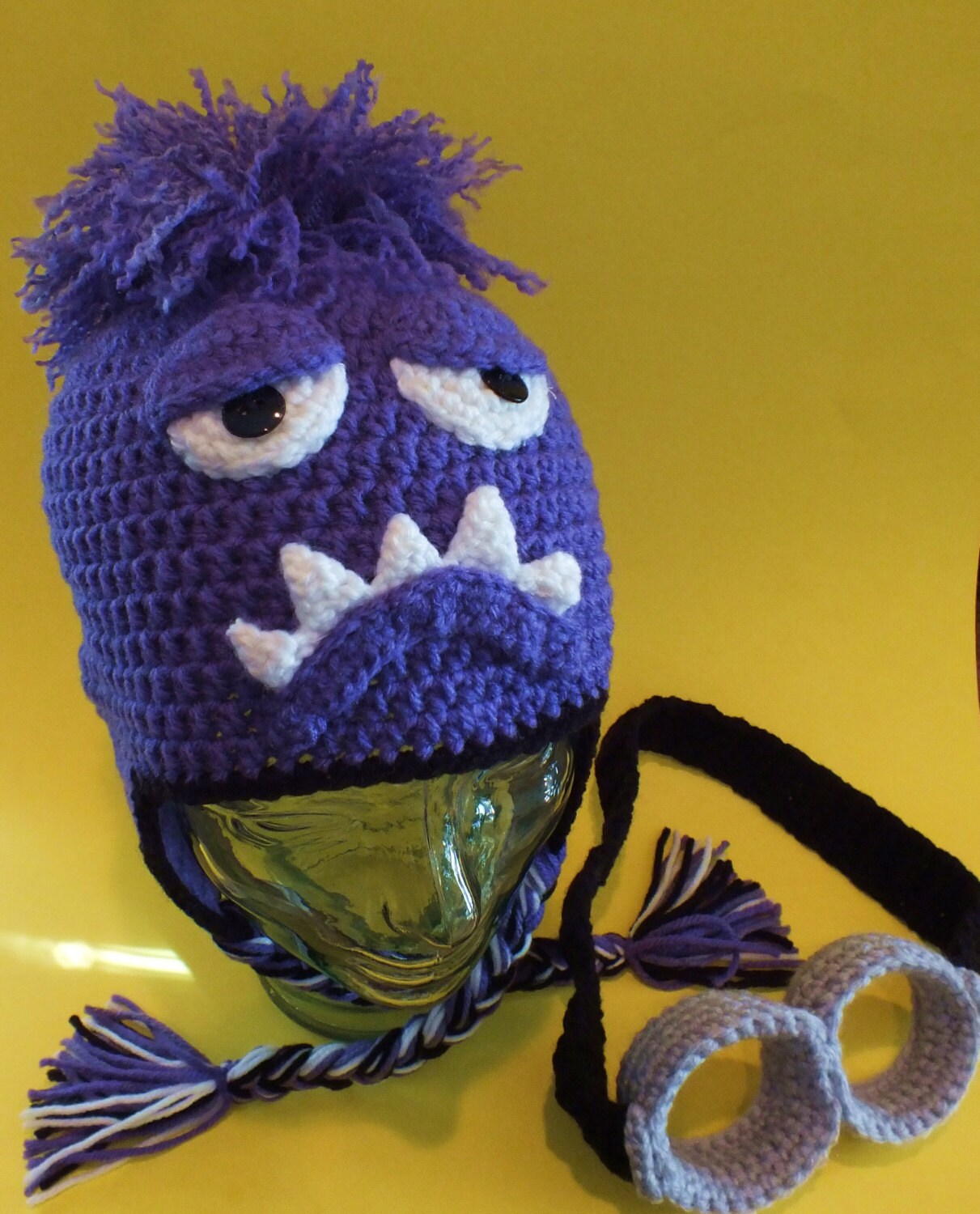 Purple Monster Hat With Removable Goggles Pattern© - Etsy