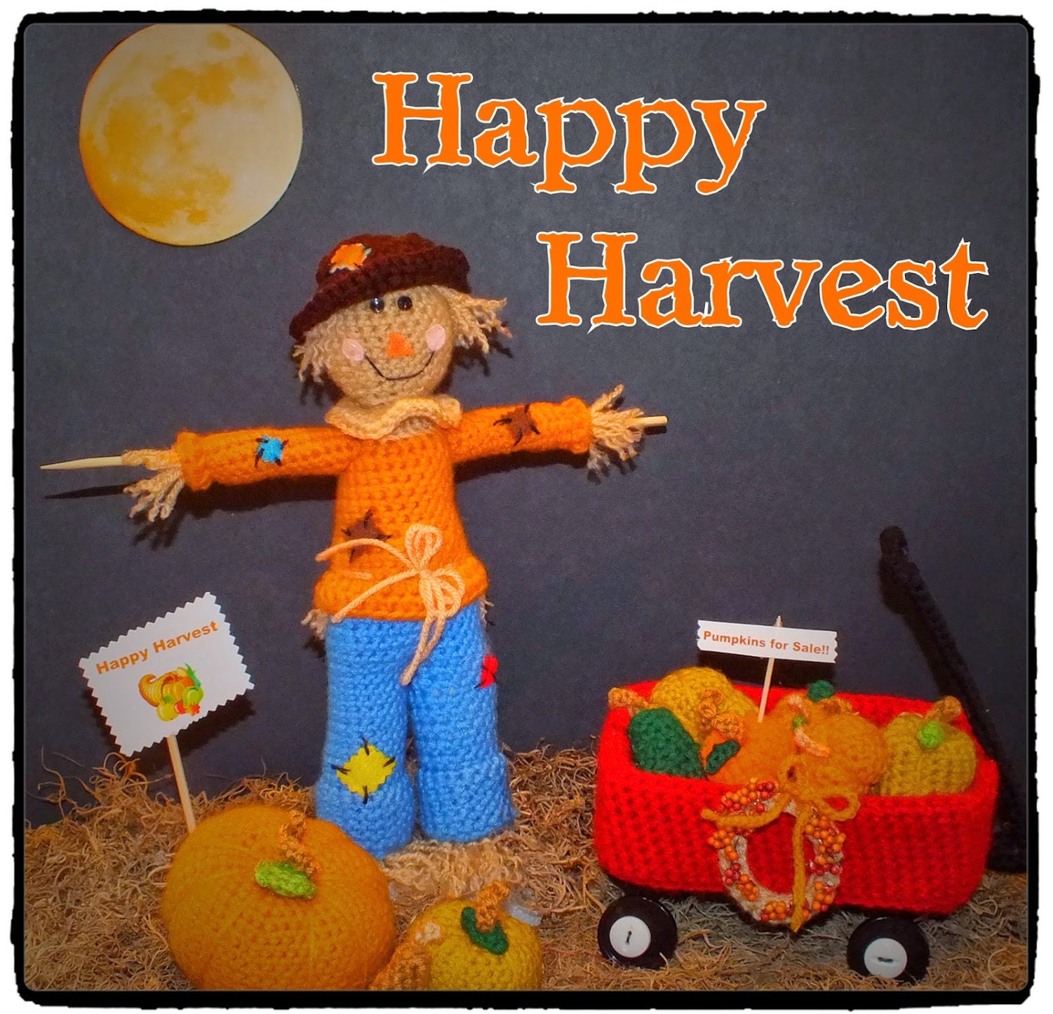 Harvest Scarecrow With Wagon & Harvest Wreath Pattern© - Etsy