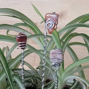 Plant Stake Plant Décor Gemstone Plant Stake Wire Plant - Etsy