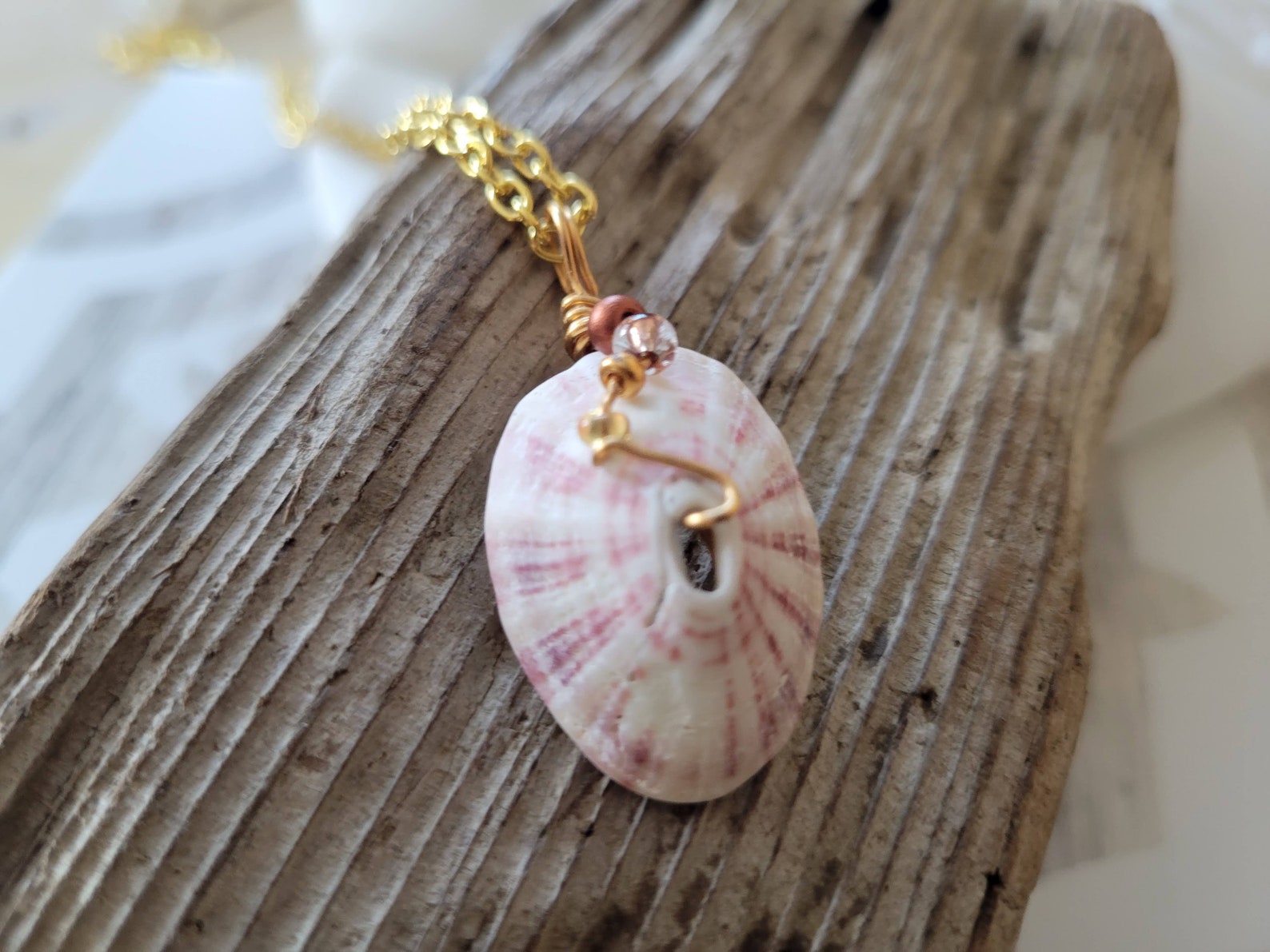 Shell Pendant Wire Wrapped Shell Necklace Beach Jewelry - Etsy
