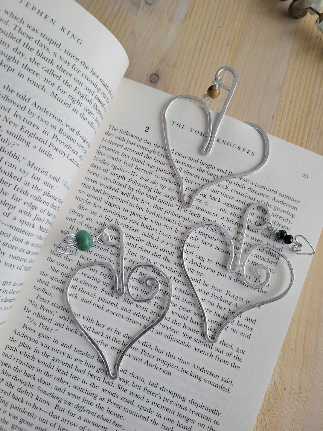 Heart Shaped Wire Bookmark, Charm Bookmark W/ Stone Charm, Handmade ...