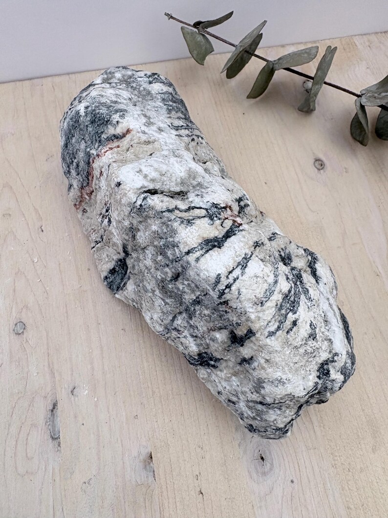 Gypsum Mineral, Paper Weight, Raw Gypsum Stone, White With Grey and ...