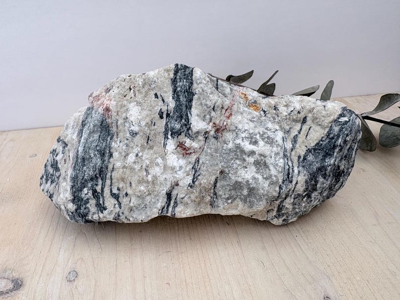 Gypsum Mineral, Paper Weight, Raw Gypsum Stone, White With Grey and ...