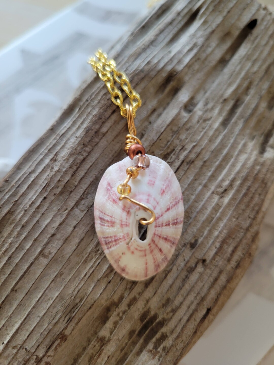Shell Pendant, Wire Wrapped Shell Necklace, Beach Jewelry, Handmade ...