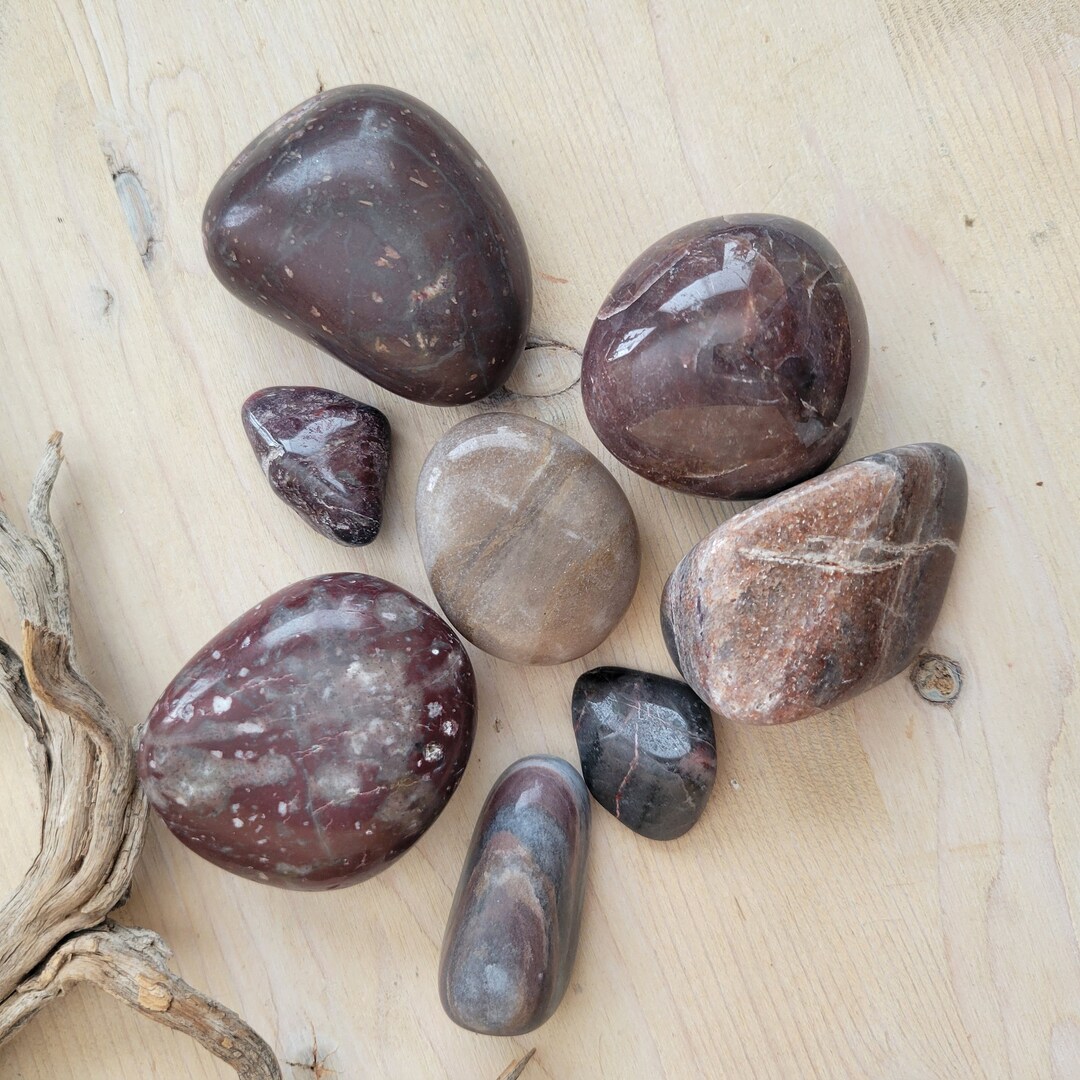 Ocean Jaspers (7 Count), Deep Red Toned Polished Gem Stone, Ocean ...