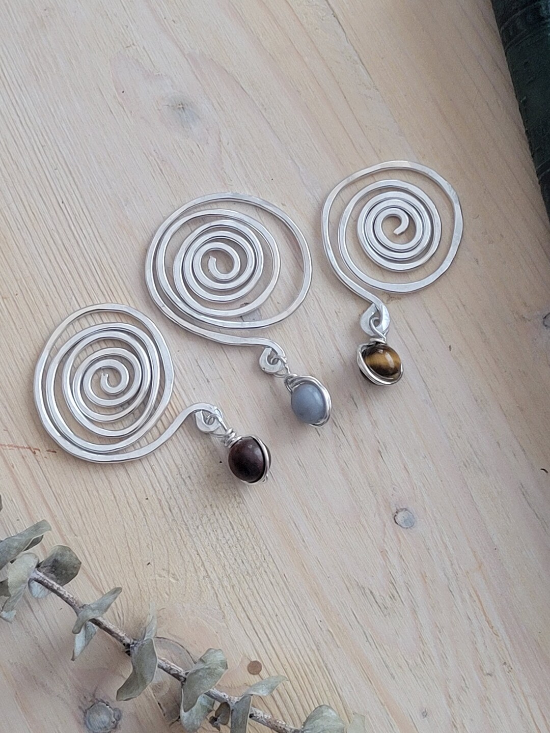 Charm Bookmark, Spiral Design Wire Bookmark W/ Stone Charm, Handmade ...