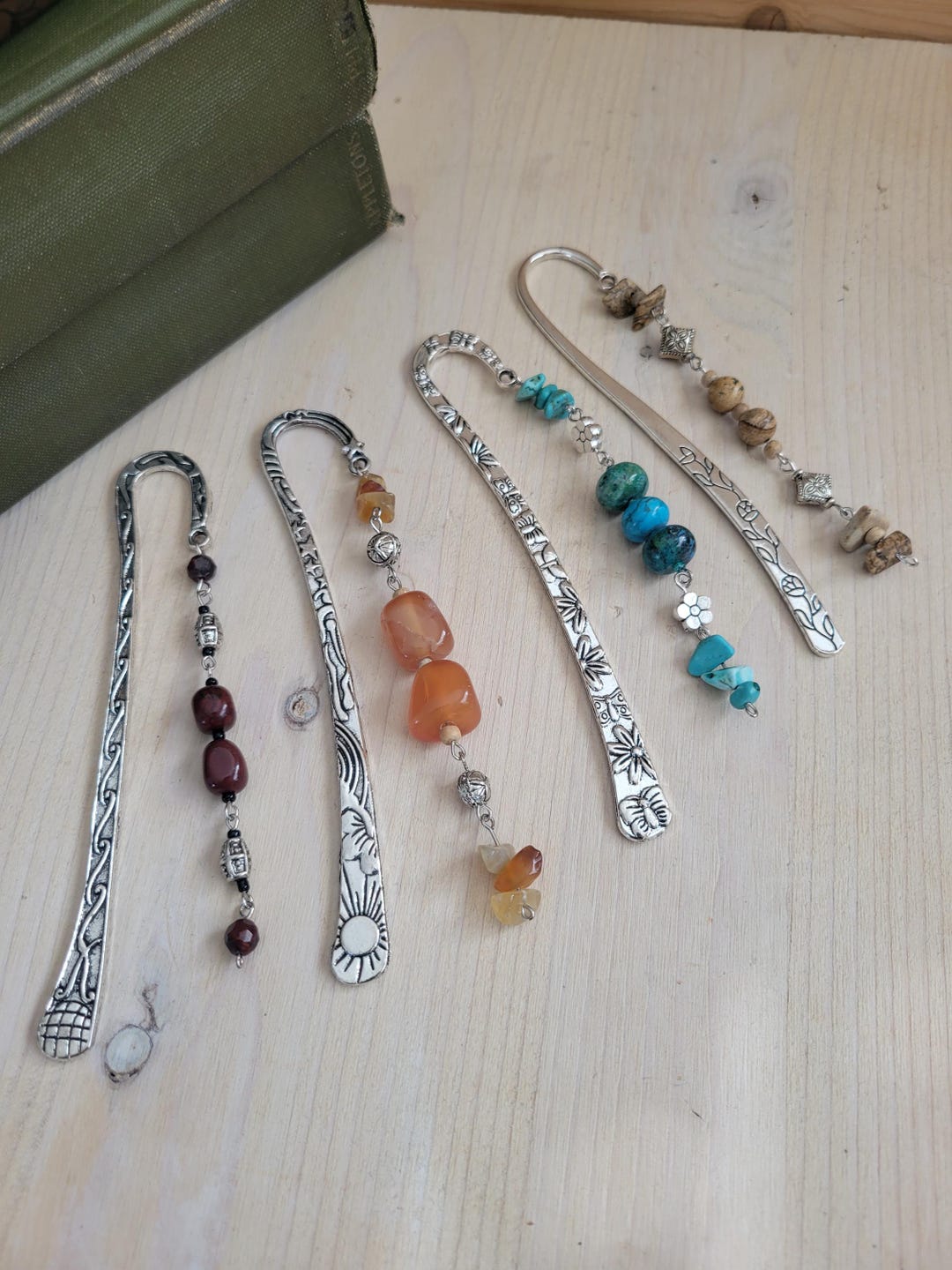 Metal Hook Bookmark, Beaded Bookmark, Handmade, Bookmark Charm, Boho ...