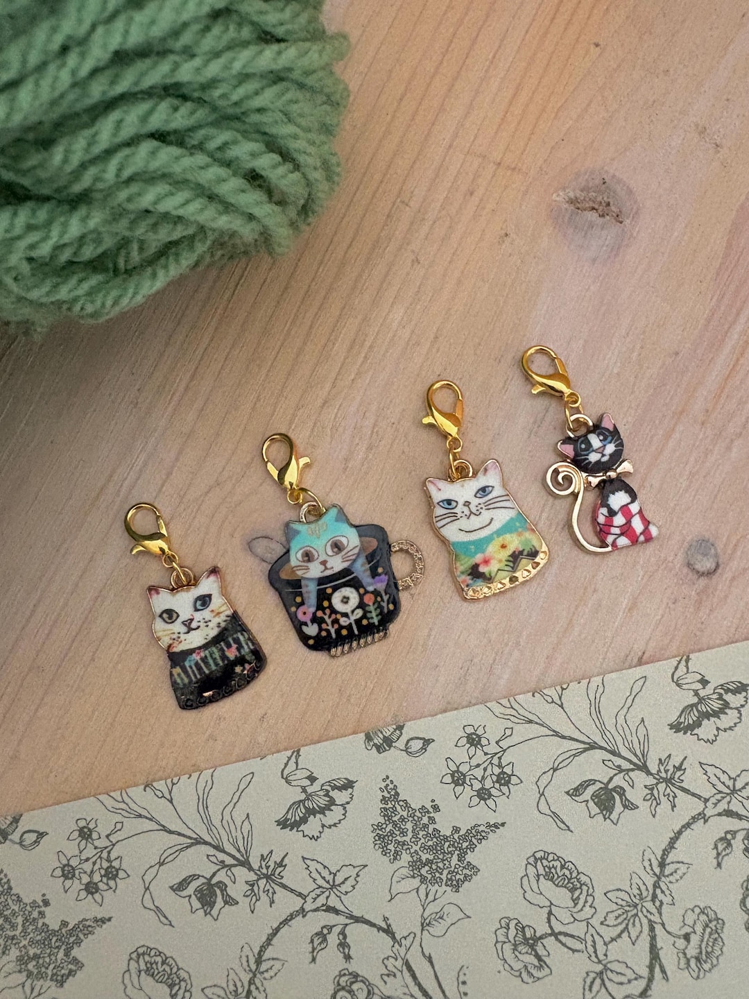 Cat Stitch Markers, Kitty Charm Knitting Accessory, Progress Keeper ...