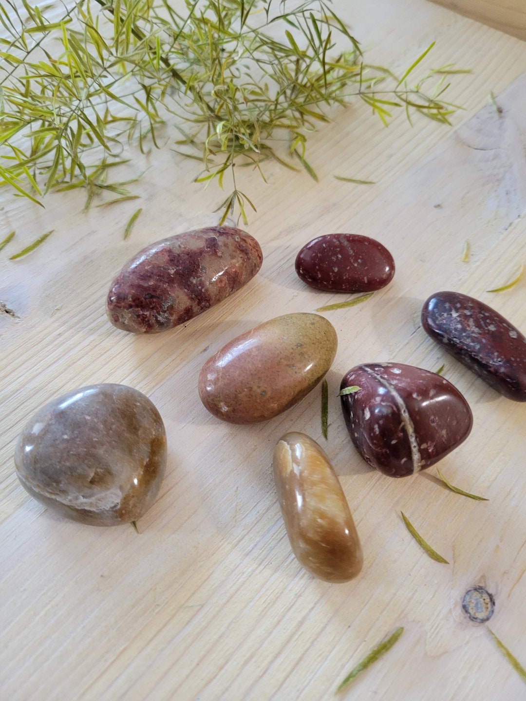 Ocean Jasper set 2, Natural Ocean Stone, Polished Jasper, Palm Stone ...