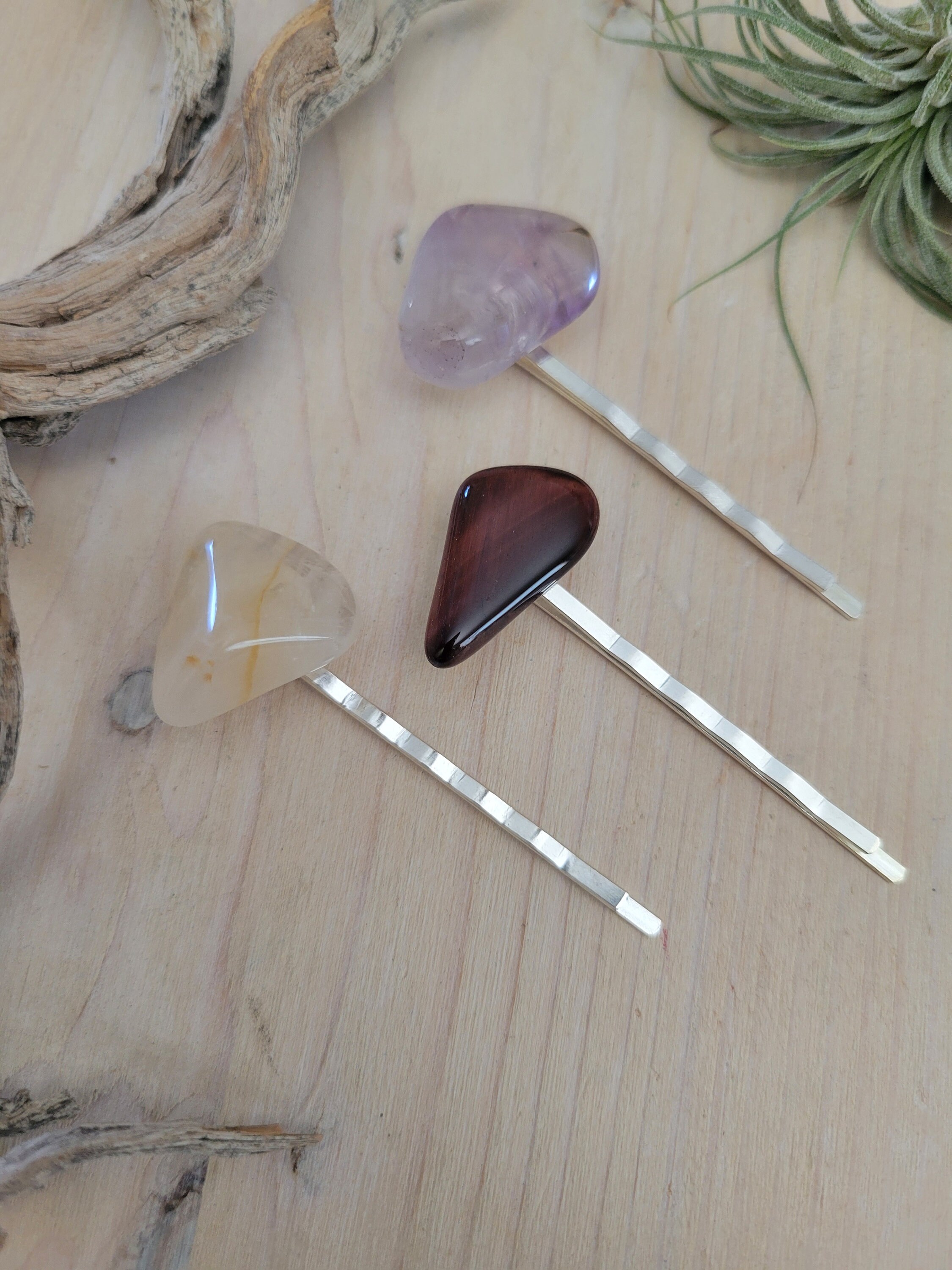 Gemstone Hair Pins, Quartz Bobby Pins, Natural Stone Hair Pins, Crystal ...