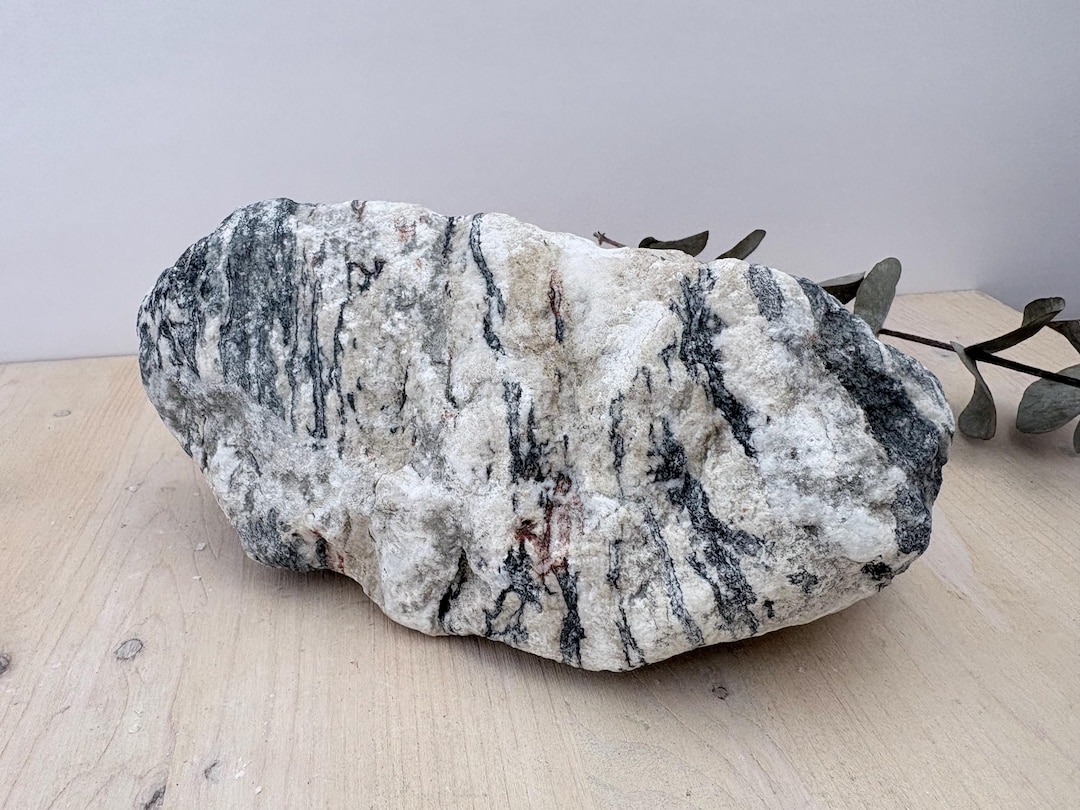 Gypsum Mineral, Paper Weight, Raw Gypsum Stone, White With Grey and ...