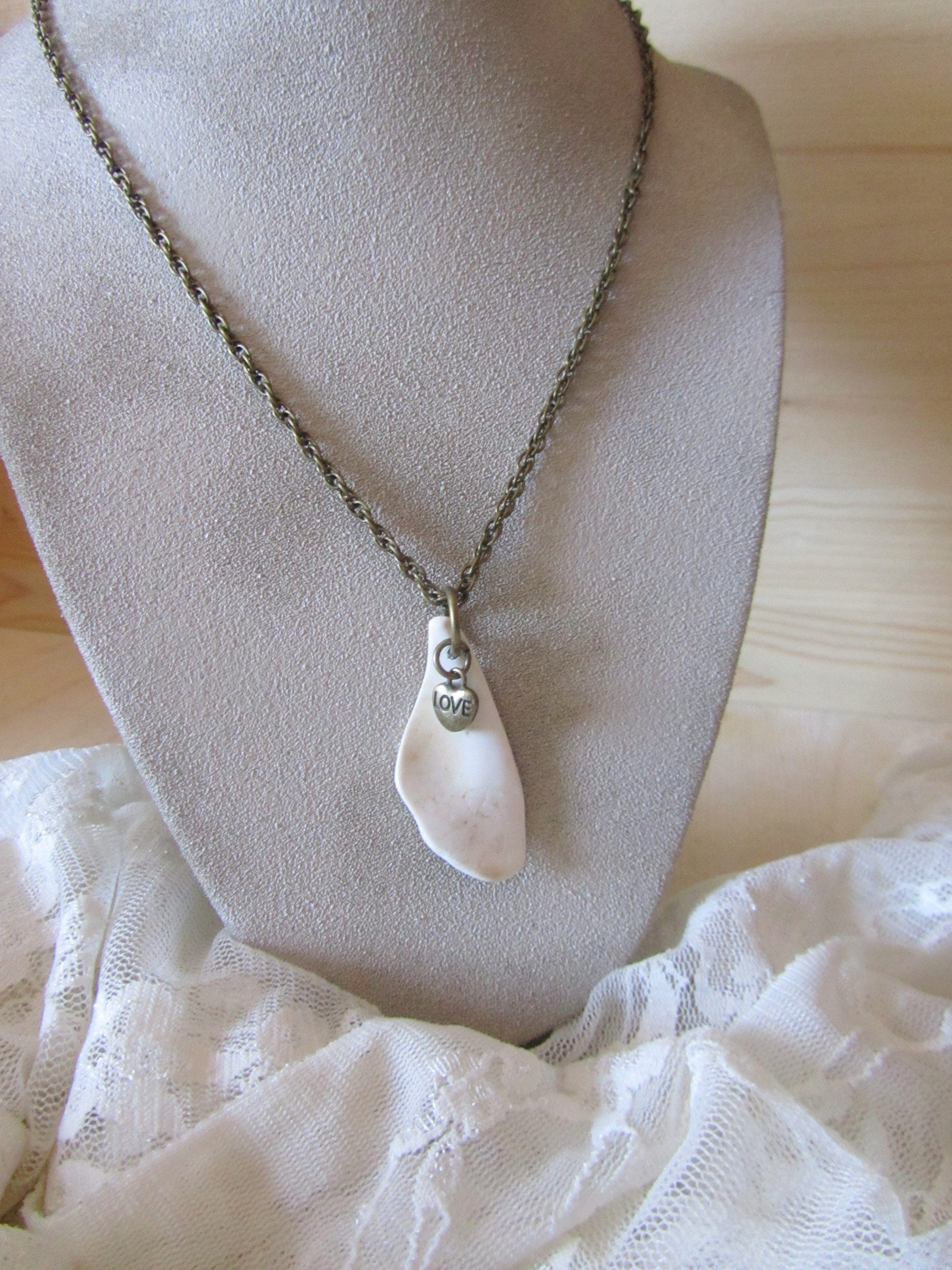 Shell Necklace, Beach Jewelry, Shell Pendant, Necklace With "love Heart ...
