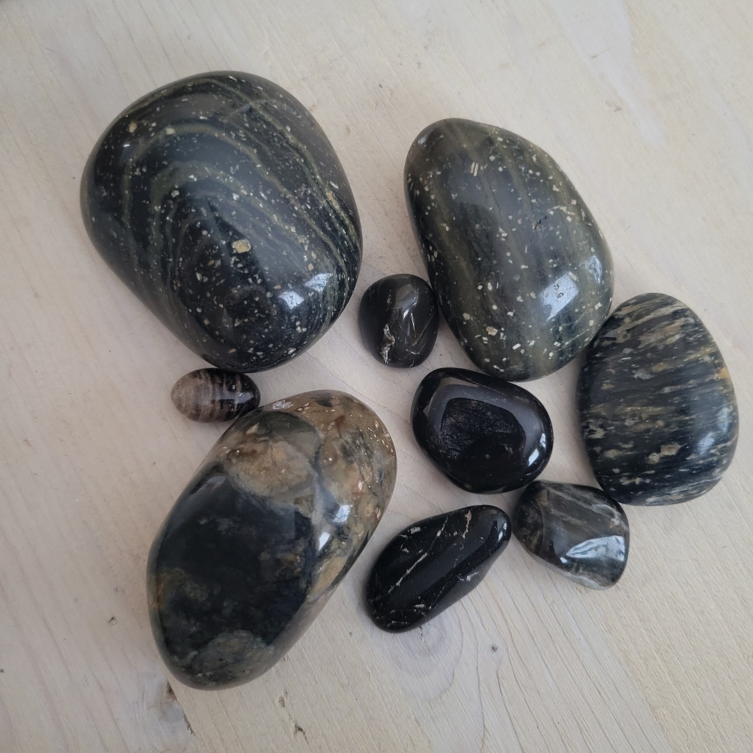 Ocean Rocks, (9) Black Stones, Beach Rocks, Beach Stones, Striped Rocks ...