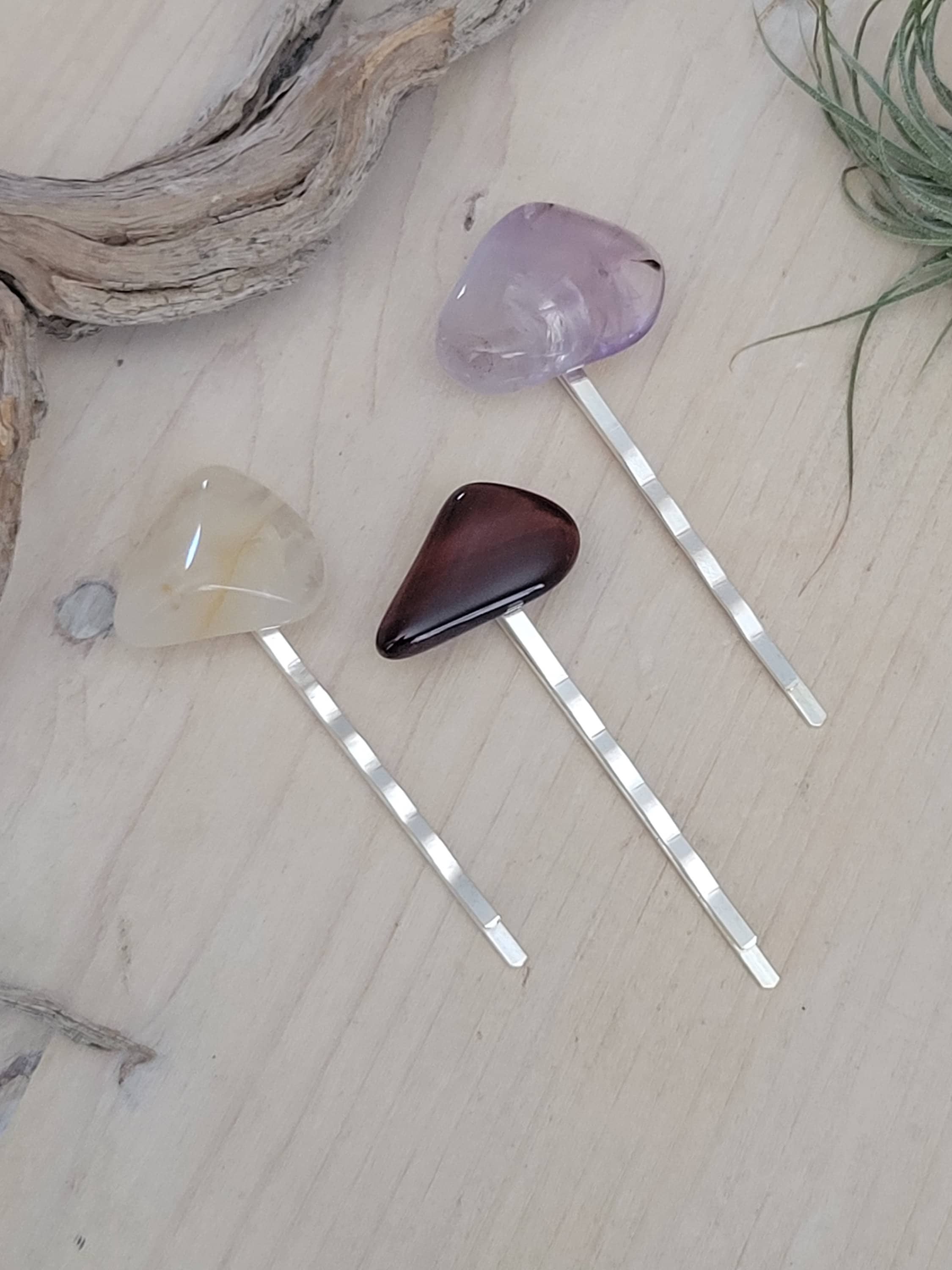 Gemstone Hair Pins, Quartz Bobby Pins, Natural Stone Hair Pins, Crystal ...