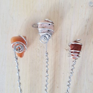 Plant Stake Plant Décor Gemstone Plant Stake Wire Plant - Etsy