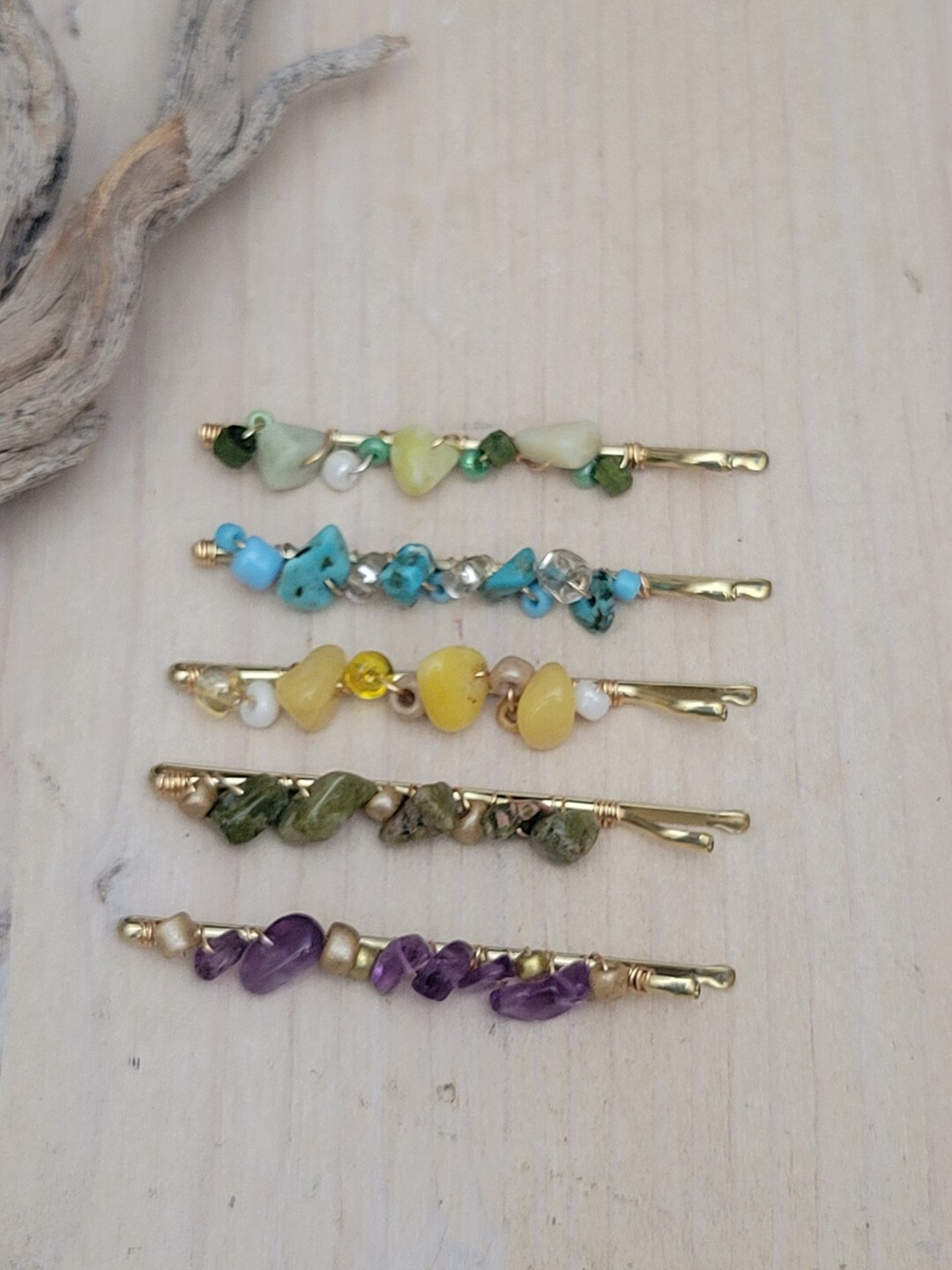 Gemstone Hair Pins, Crystal Bobby Pins, Natural Stone Hair Pins, Beaded ...
