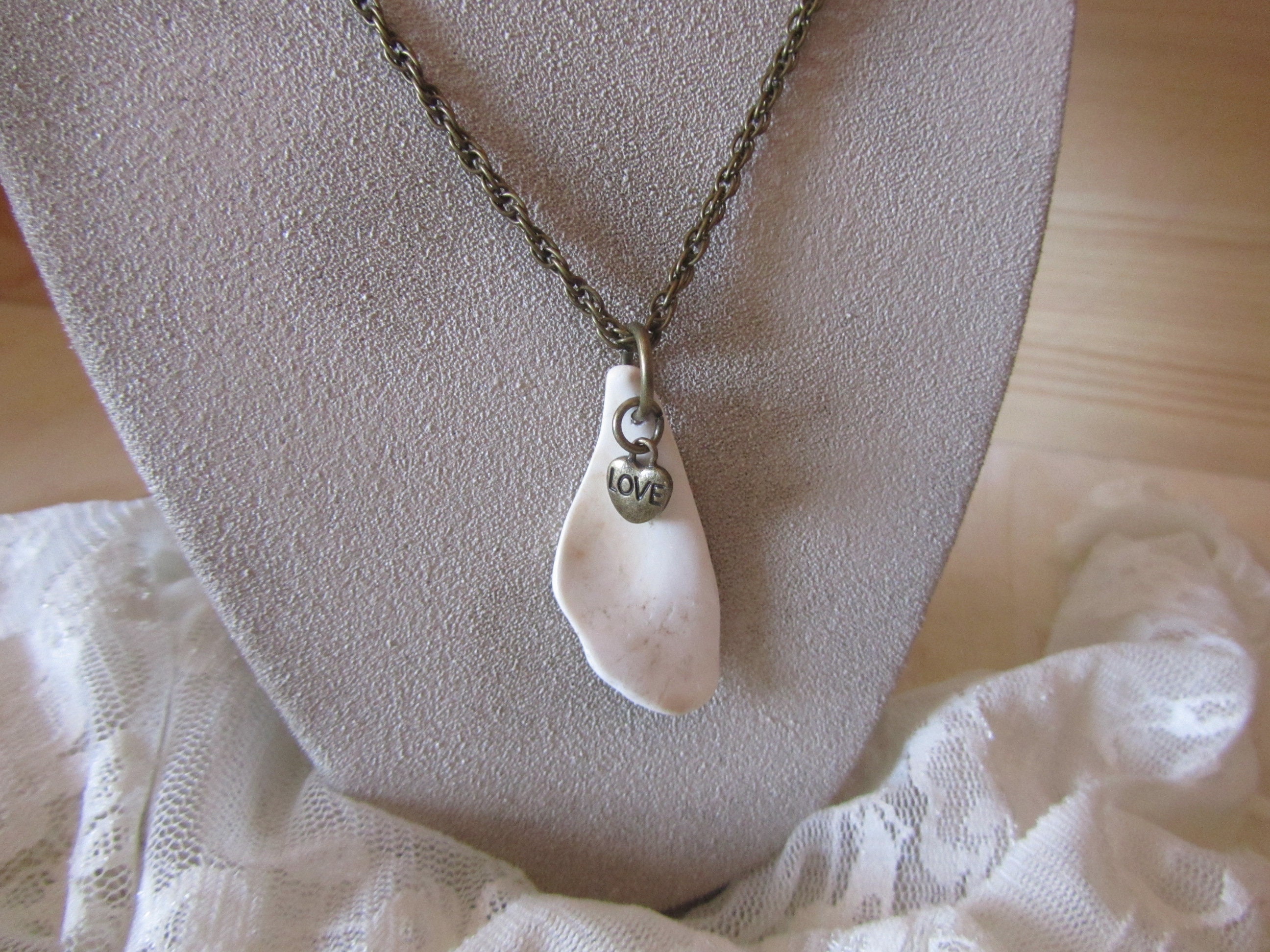 Shell Necklace, Beach Jewelry, Shell Pendant, Necklace With "love Heart ...