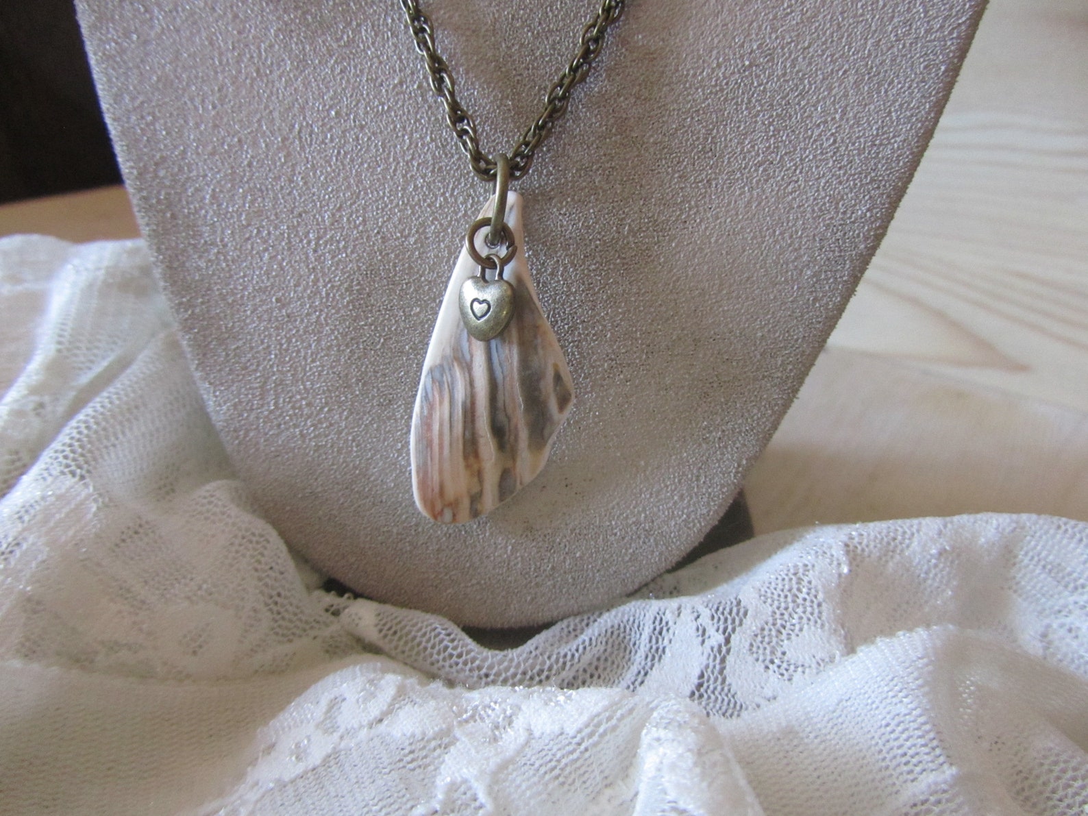 Shell Necklace, Beach Jewelry, Shell Pendant, Necklace With "love Heart ...
