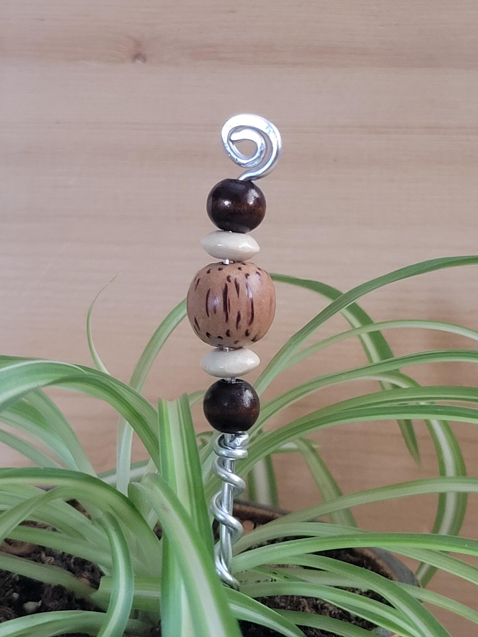 Boho Plant Stake, Wood Plant Décor, Plant Stake, Wire Plant Stake ...