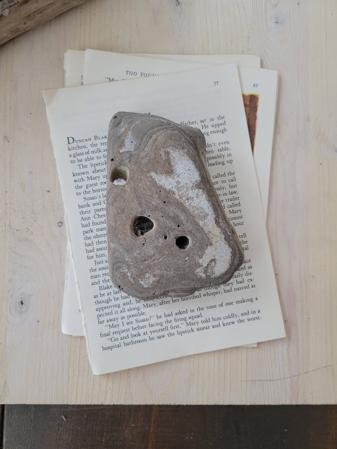 Hag Stone Paperweight, Holey Rock, Stone Paper Weight, Large Hagstone ...