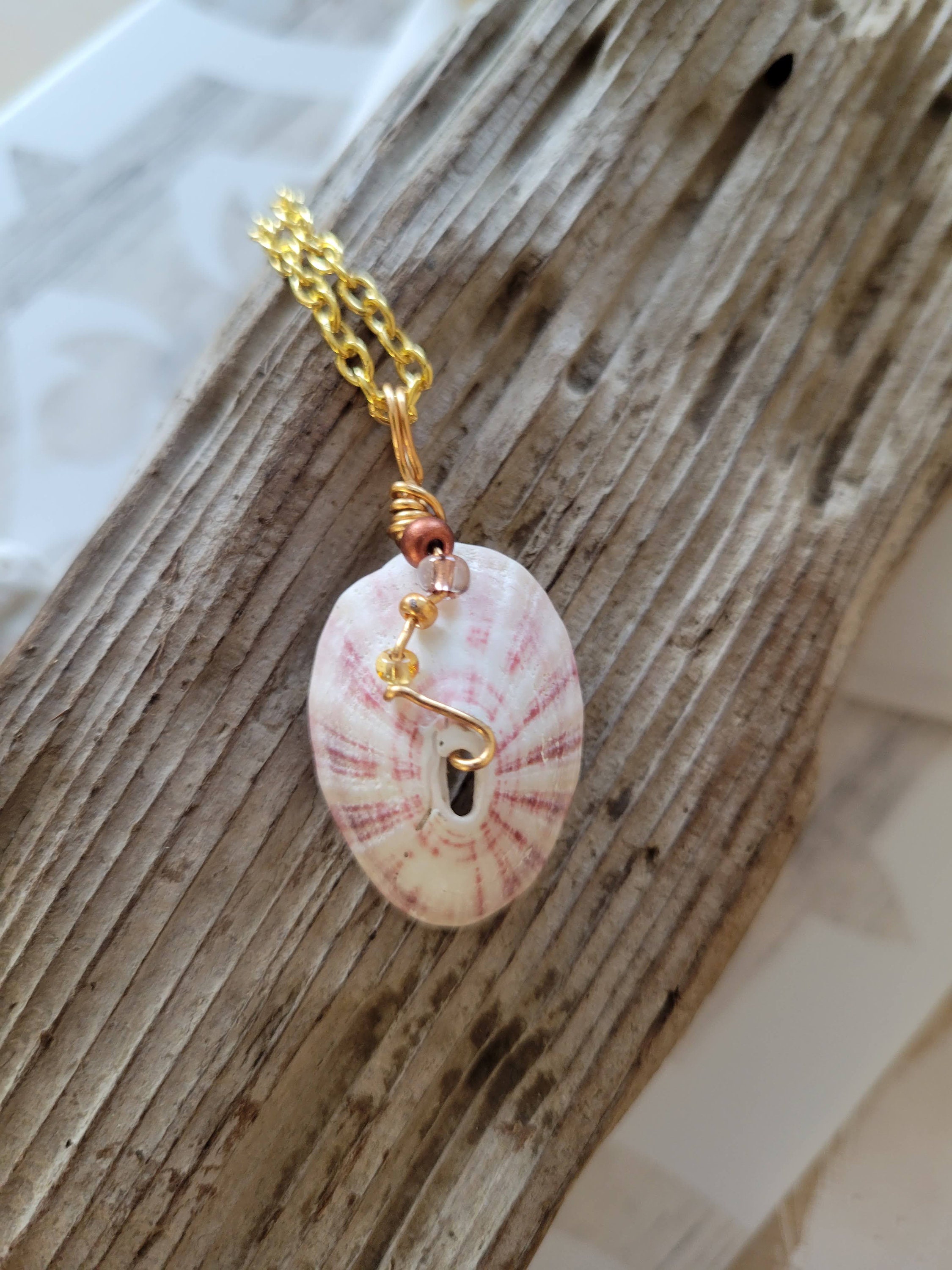Shell Pendant Wire Wrapped Shell Necklace Beach Jewelry | Etsy