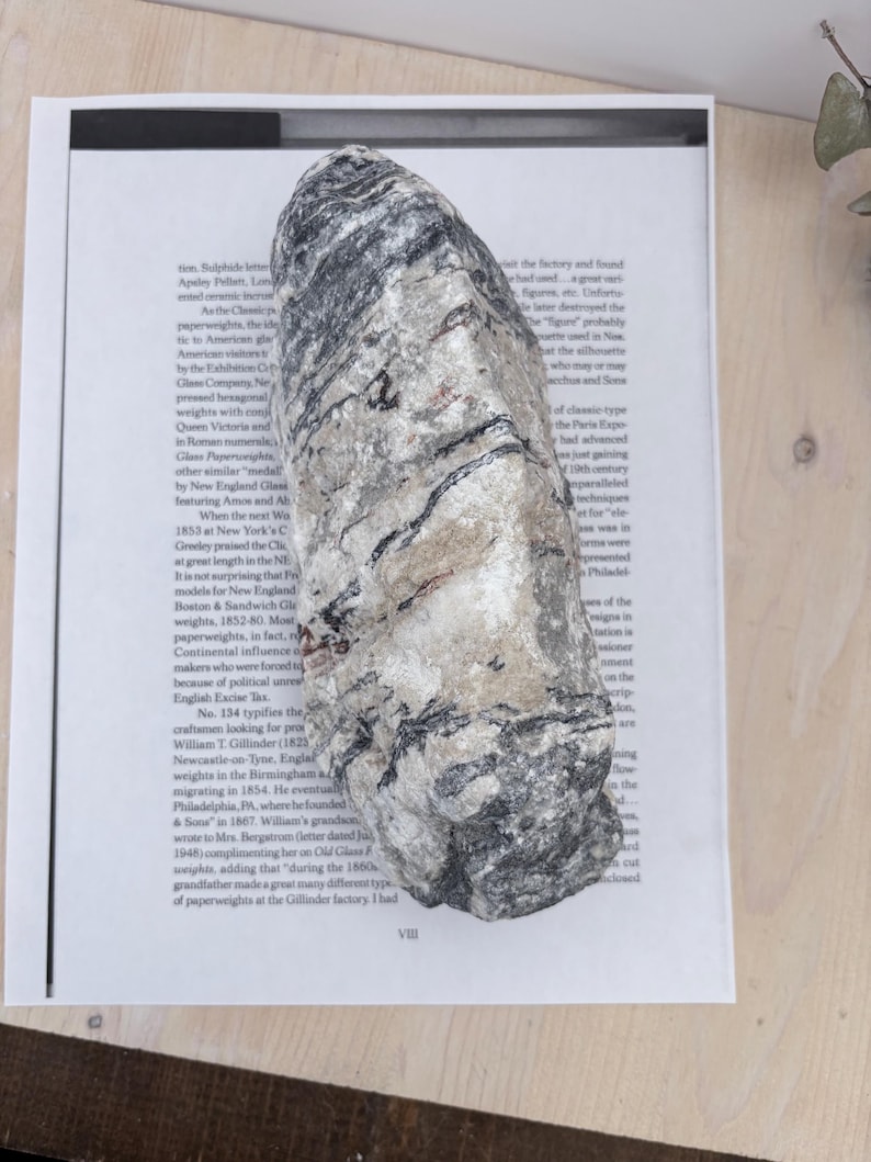 Gypsum Mineral, Paper Weight, Raw Gypsum Stone, White With Grey and ...