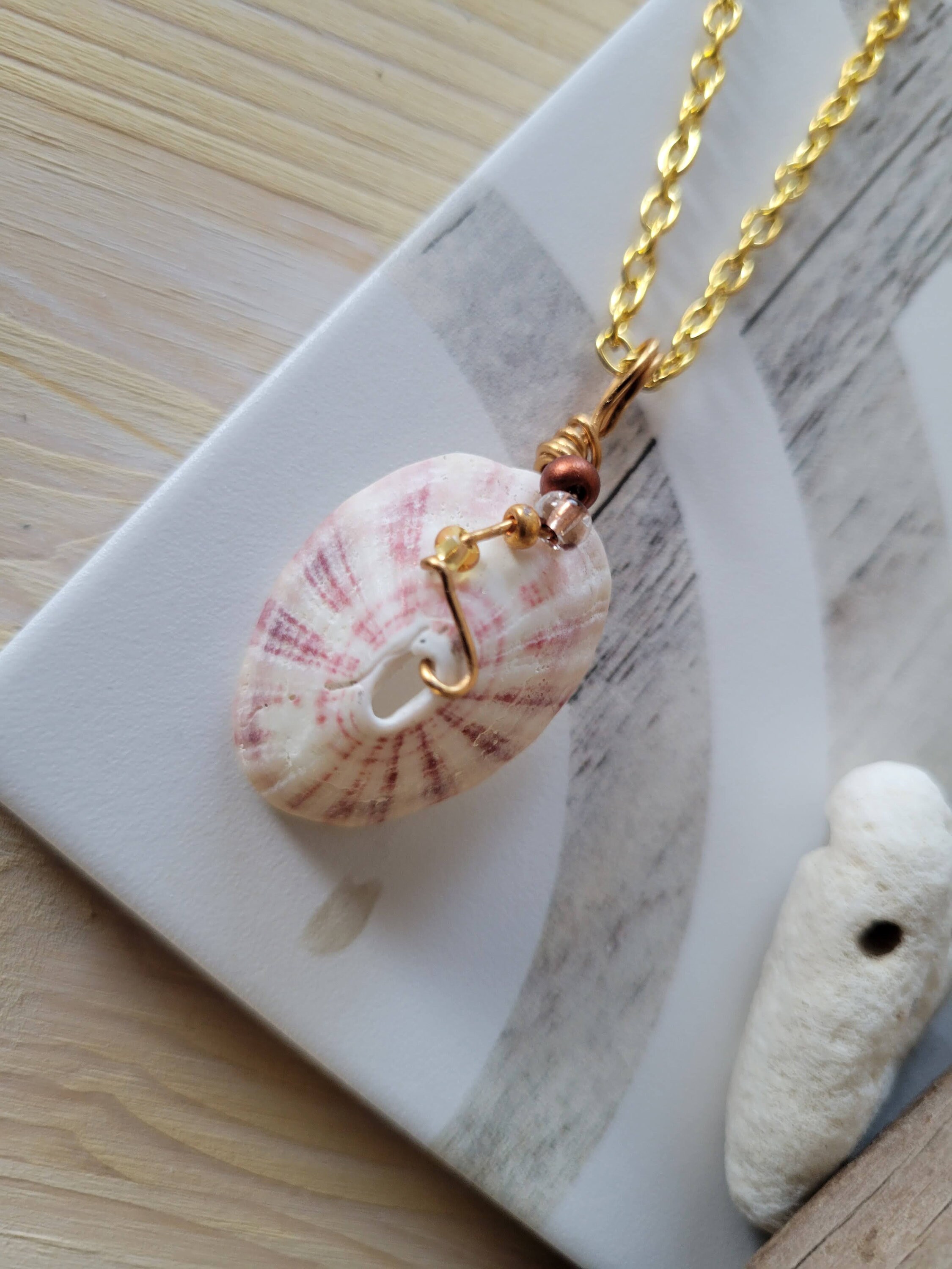 Shell Pendant Wire Wrapped Shell Necklace Beach Jewelry | Etsy