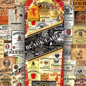 Liquor Art Collage Poster Gift Print - Whiskey Black Label - Made Out ...