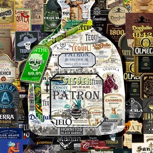 Liquor Art Collage Poster Gift Print - Tequila Patron - Made Out of ...
