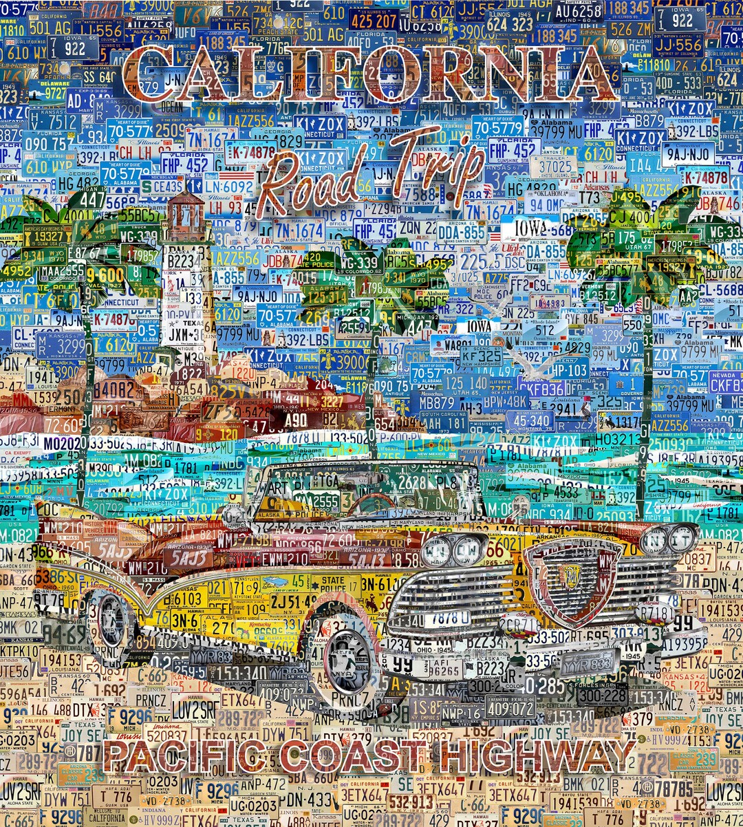 Alt-Amerika. Digital Art Collage Poster Geschenkdruck Kalifornien Reise ...