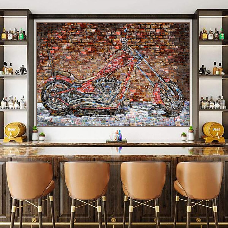 Old America. Harley. Digital Art Collage Poster Gift Print - Bike by ...