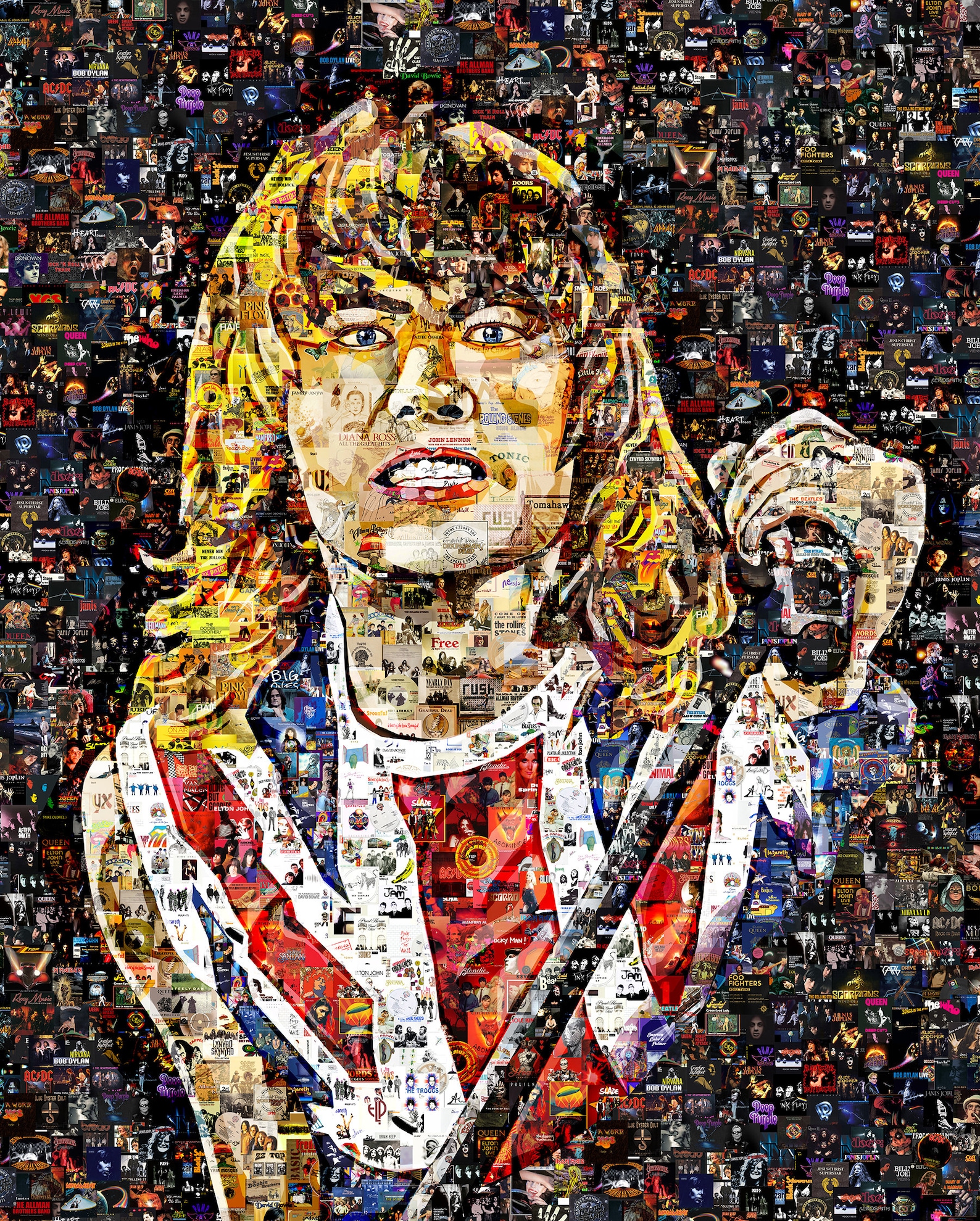Art Collage Poster Gift Print Joe DEF LEPPARD Made Out of Famous Top ...