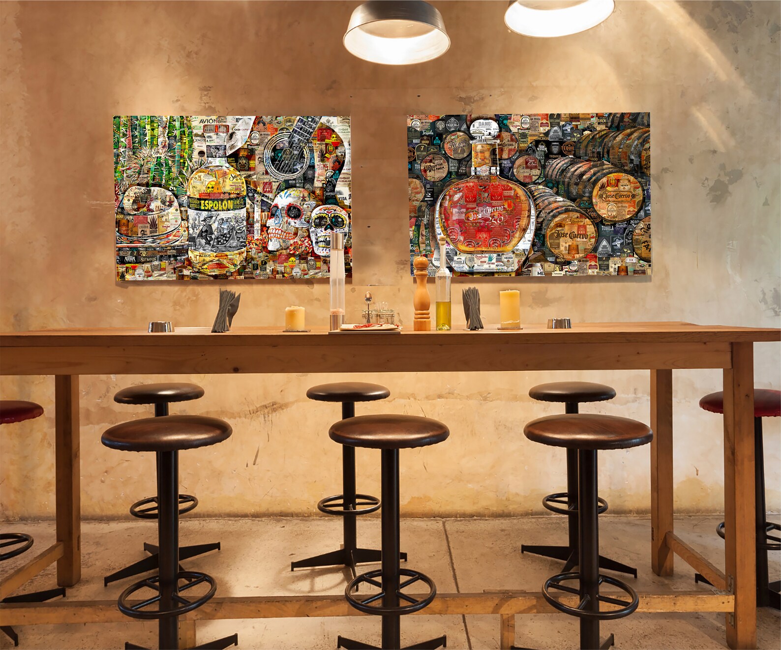 Liquor Art Collage Poster Gift Print - Tequila Espolon With Guitar and ...