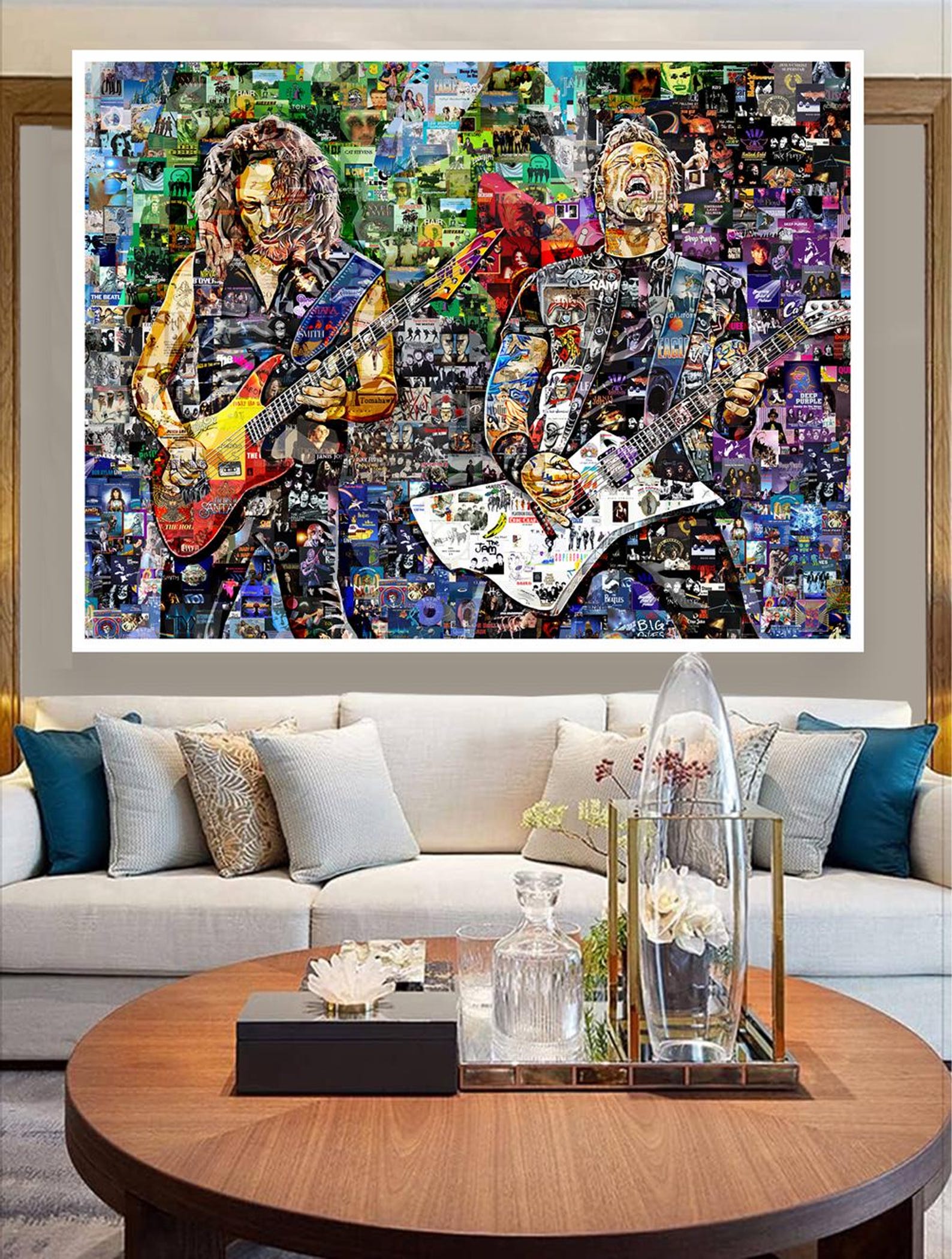 Metallica Guitar Wall Art – Hetfield & Hammett Collage Print – Built ...