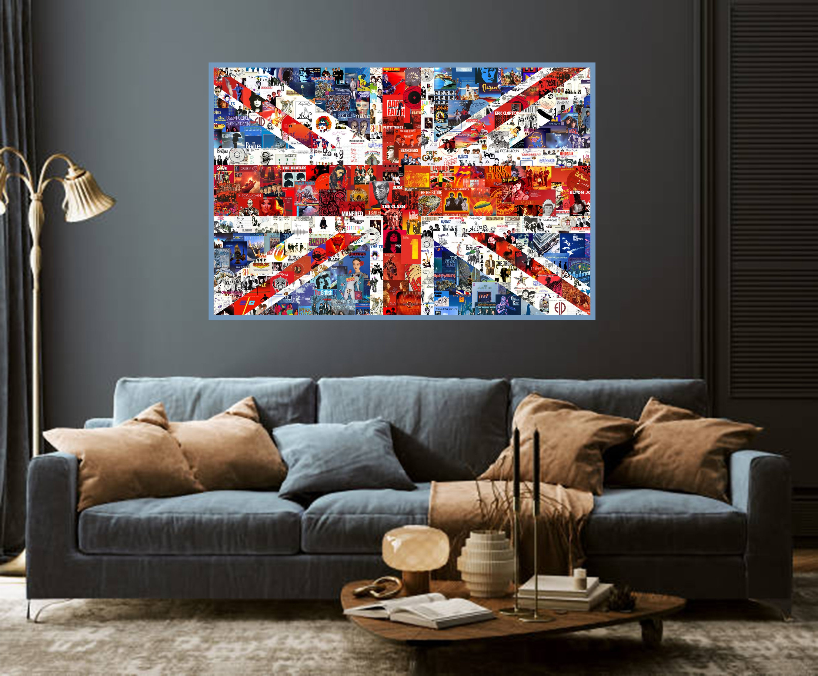 British Rock Album Collage Union Jack Art Poster - Etsy