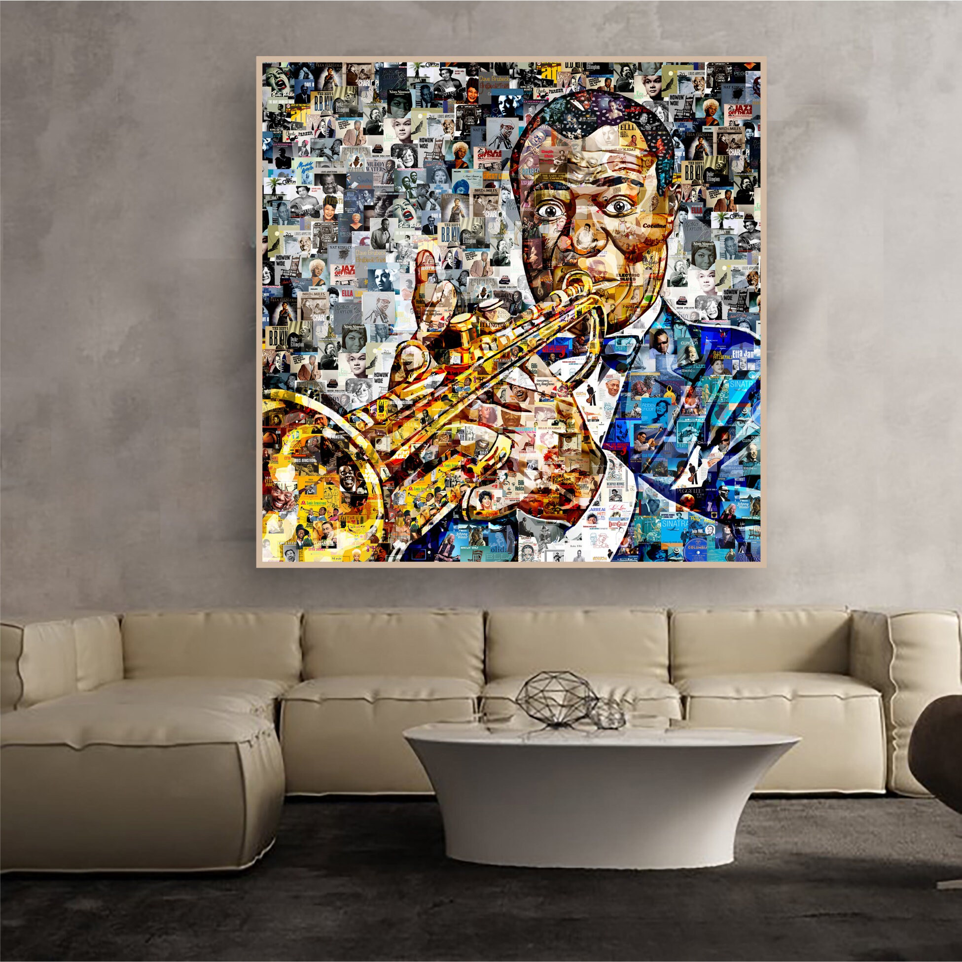 Art Collage Poster Gift Print LOUIS ARMSTRONG Made Out of Jazz Blues ...
