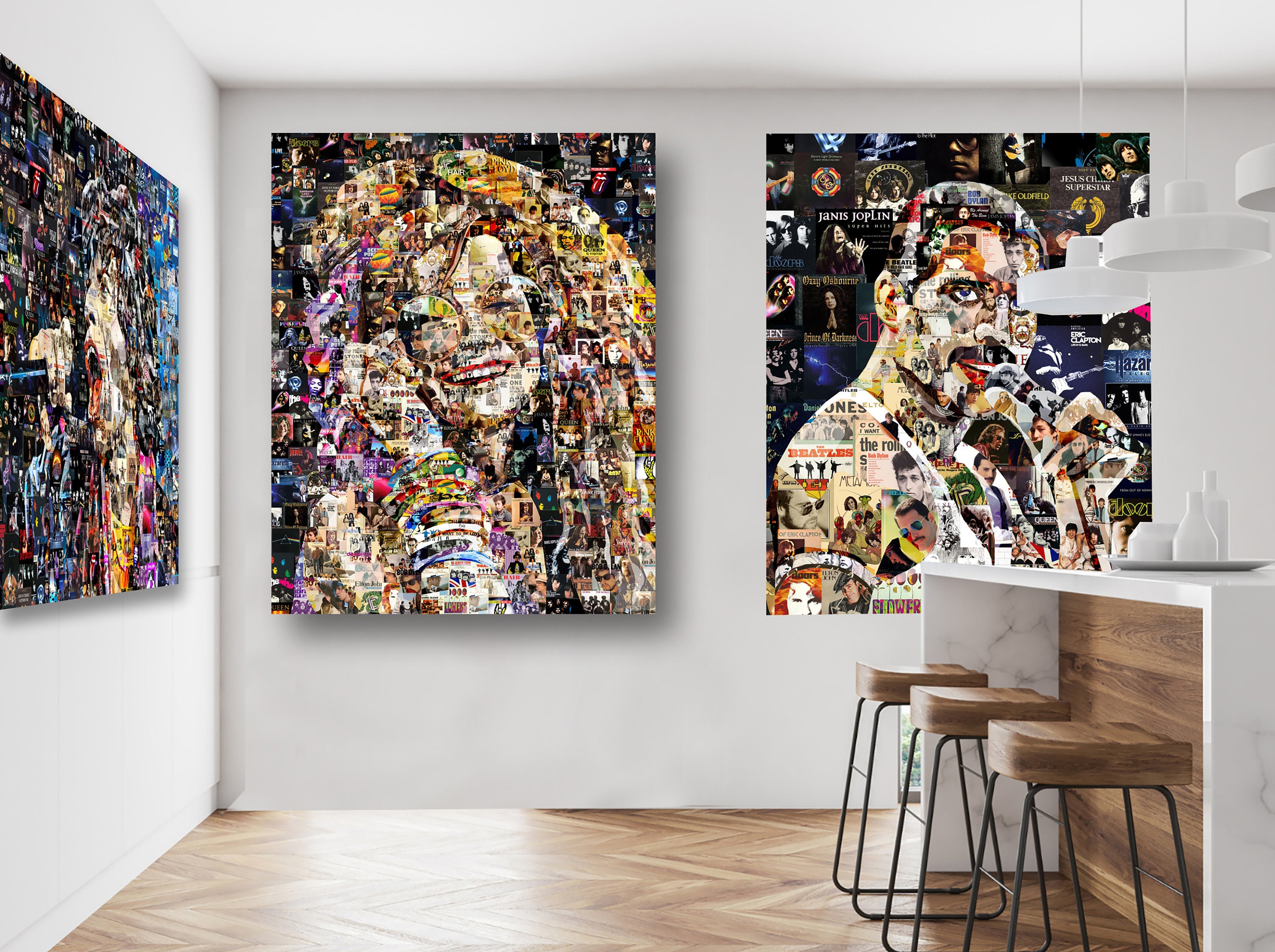 Art Collage Poster Mick Jagger Gift Print Made Out of Music Albums 1960 ...
