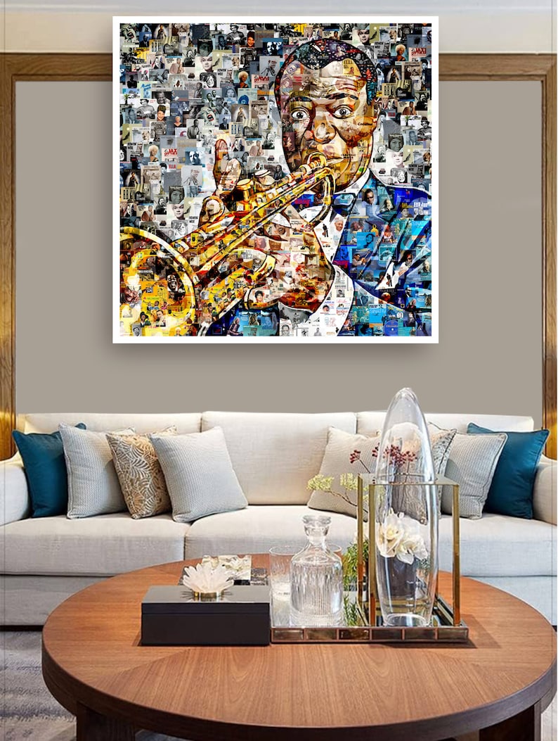 Art Collage Poster Gift Print LOUIS ARMSTRONG Made Out of Jazz Blues ...
