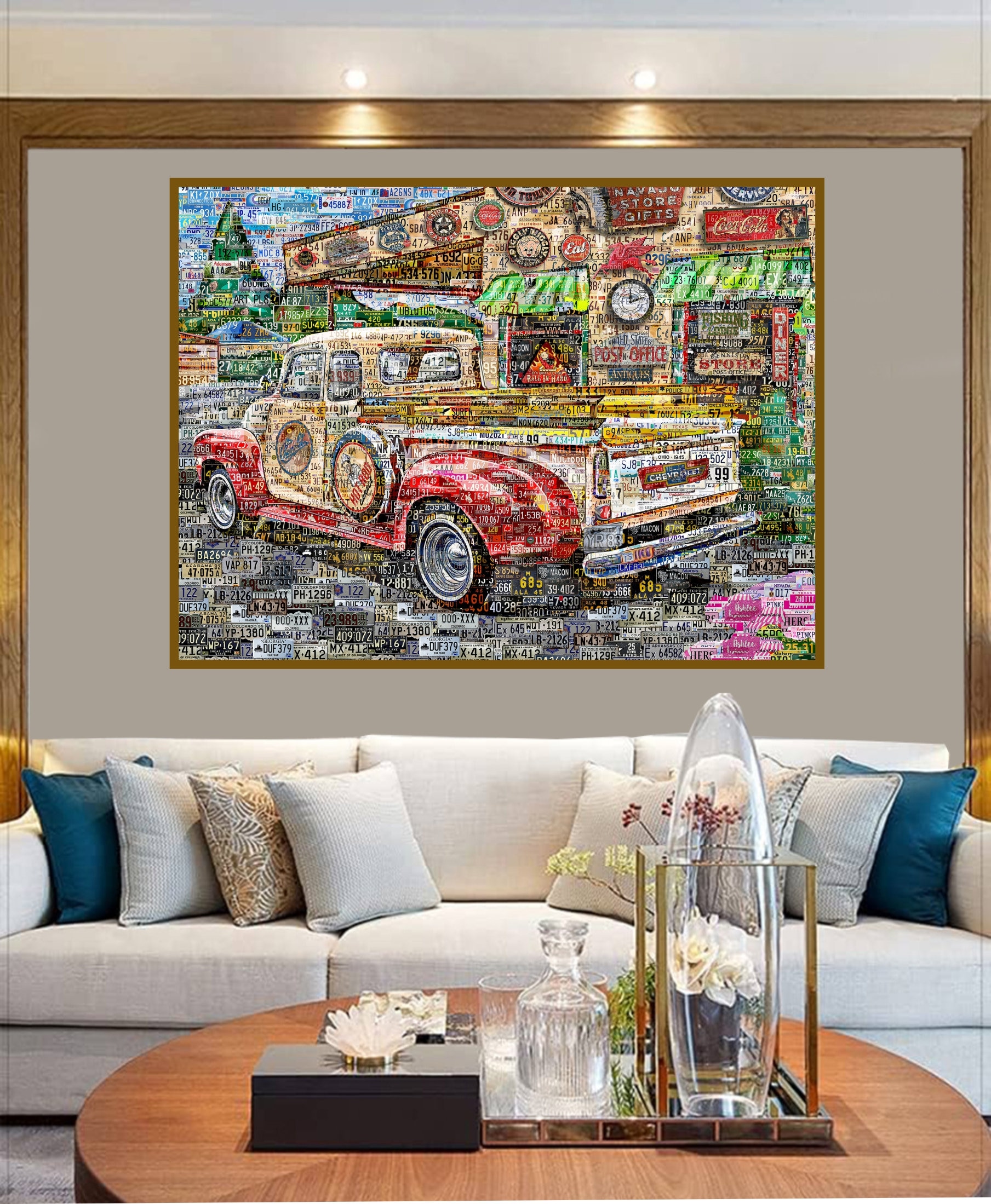 Old Chevy Truck Route 66 – Old America Collage Poster Digital Wall Art ...