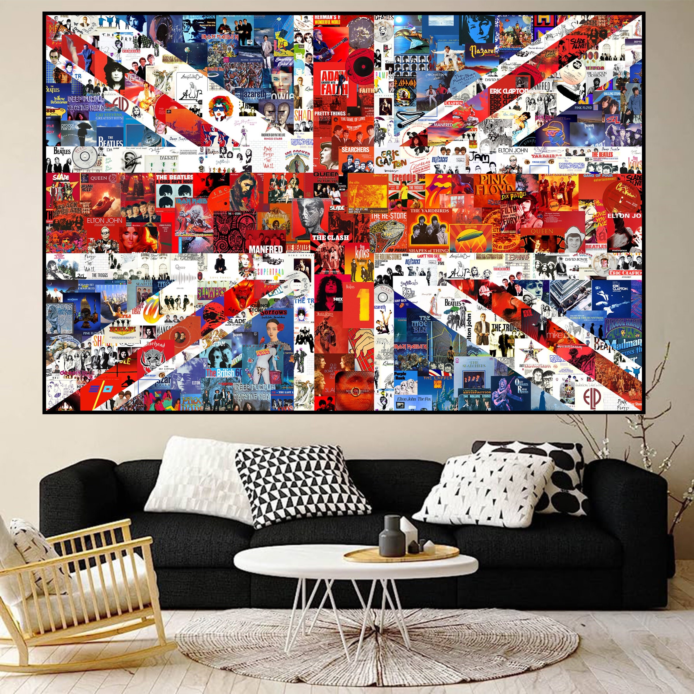 British Rock Album Collage Union Jack Art Poster - Etsy