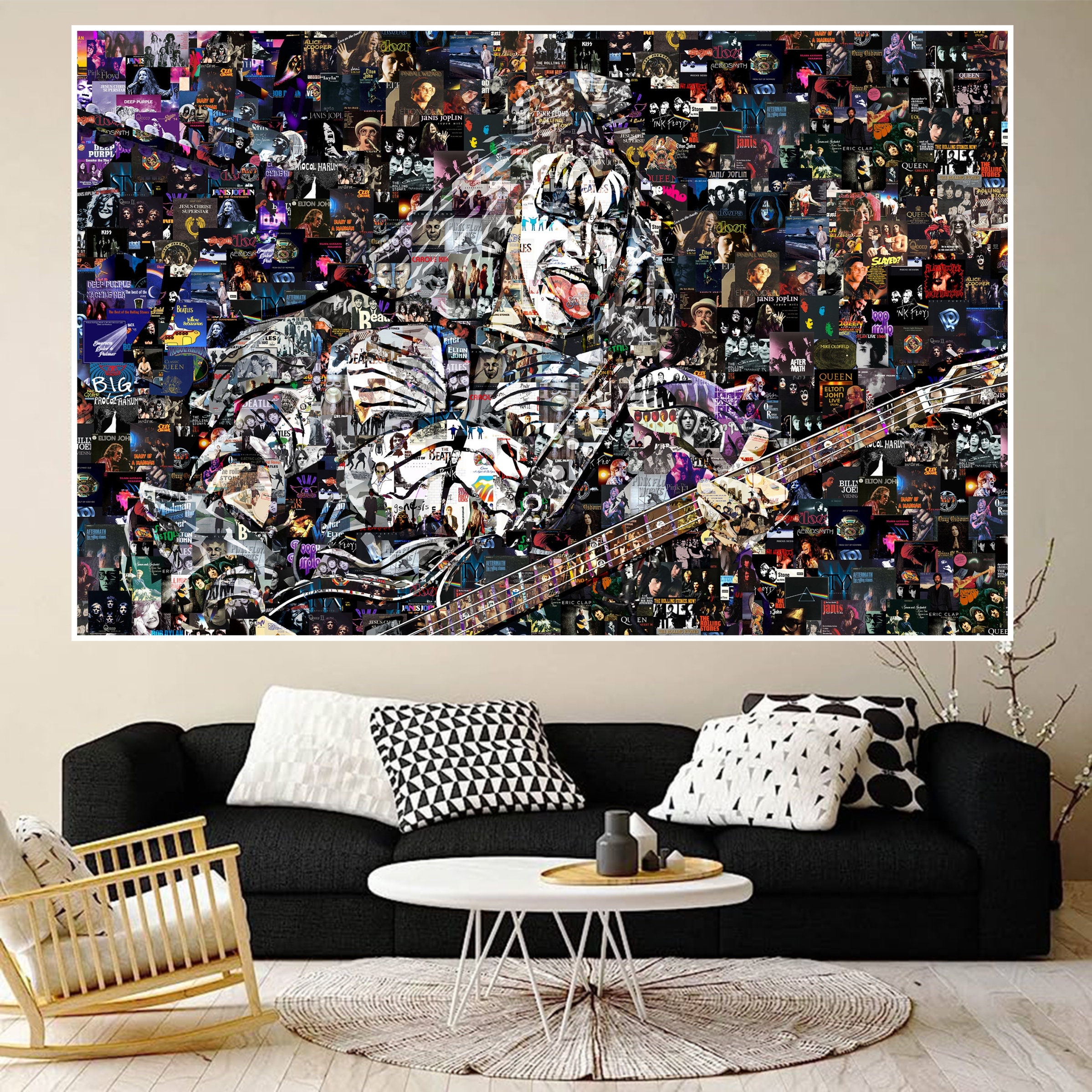 Art Collage Poster Gift Gene Simmons kiss Print Made Out of Music ...