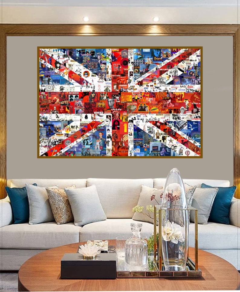British Rock Album Collage Union Jack Art Poster - Etsy