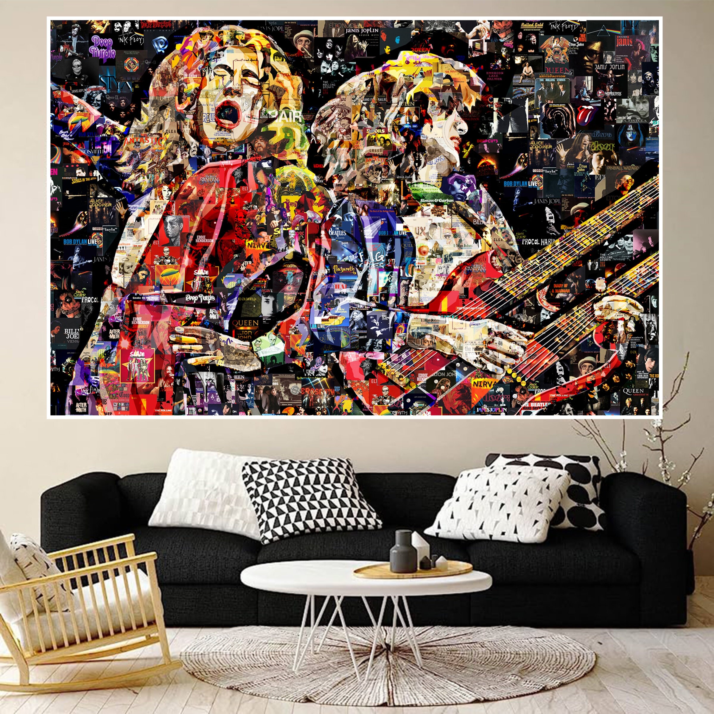Art Collage Poster Gift Robert Plant Jimmy Page Led Zeppelin Print Made ...