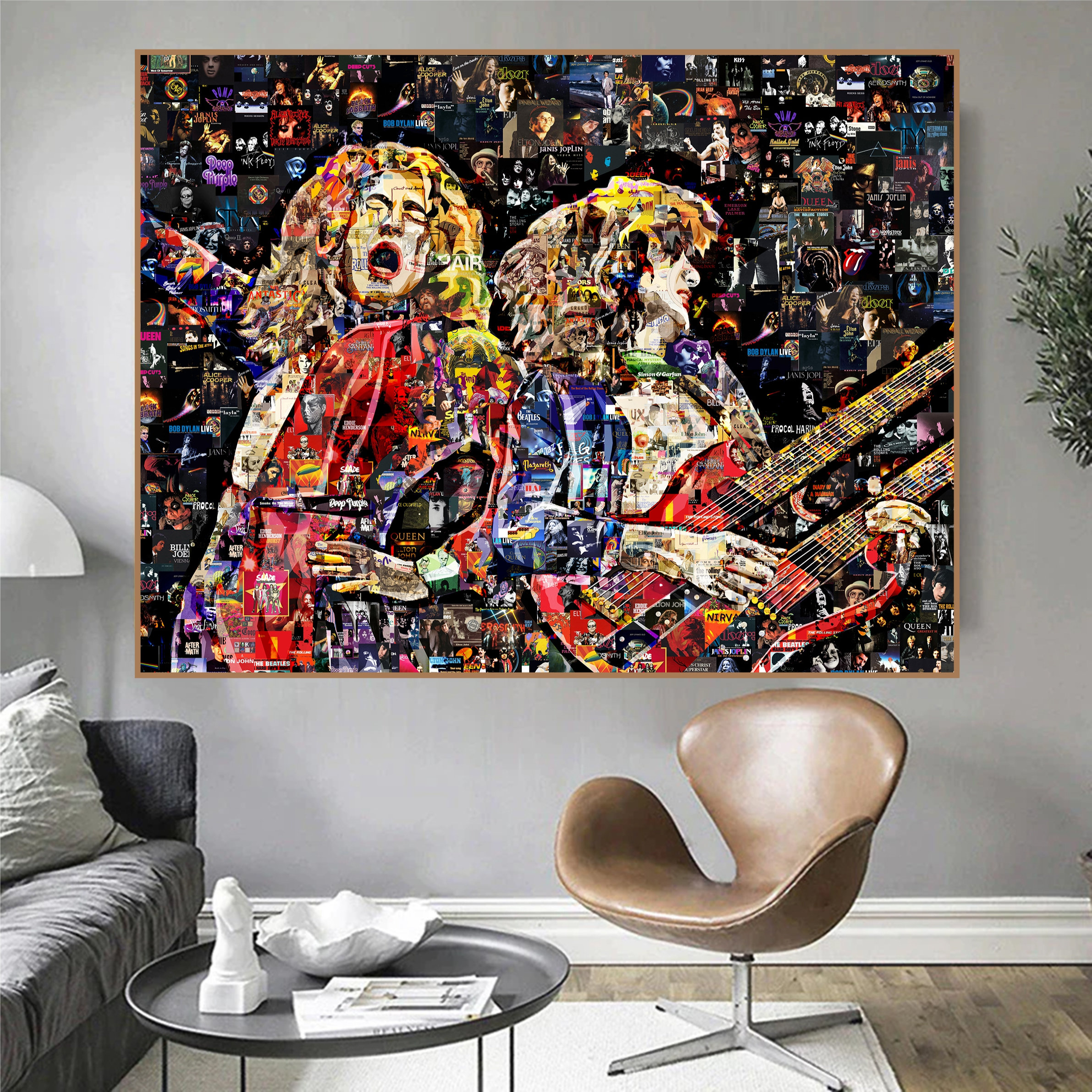 Art Collage Poster Gift Robert Plant Jimmy Page Led Zeppelin Print Made ...