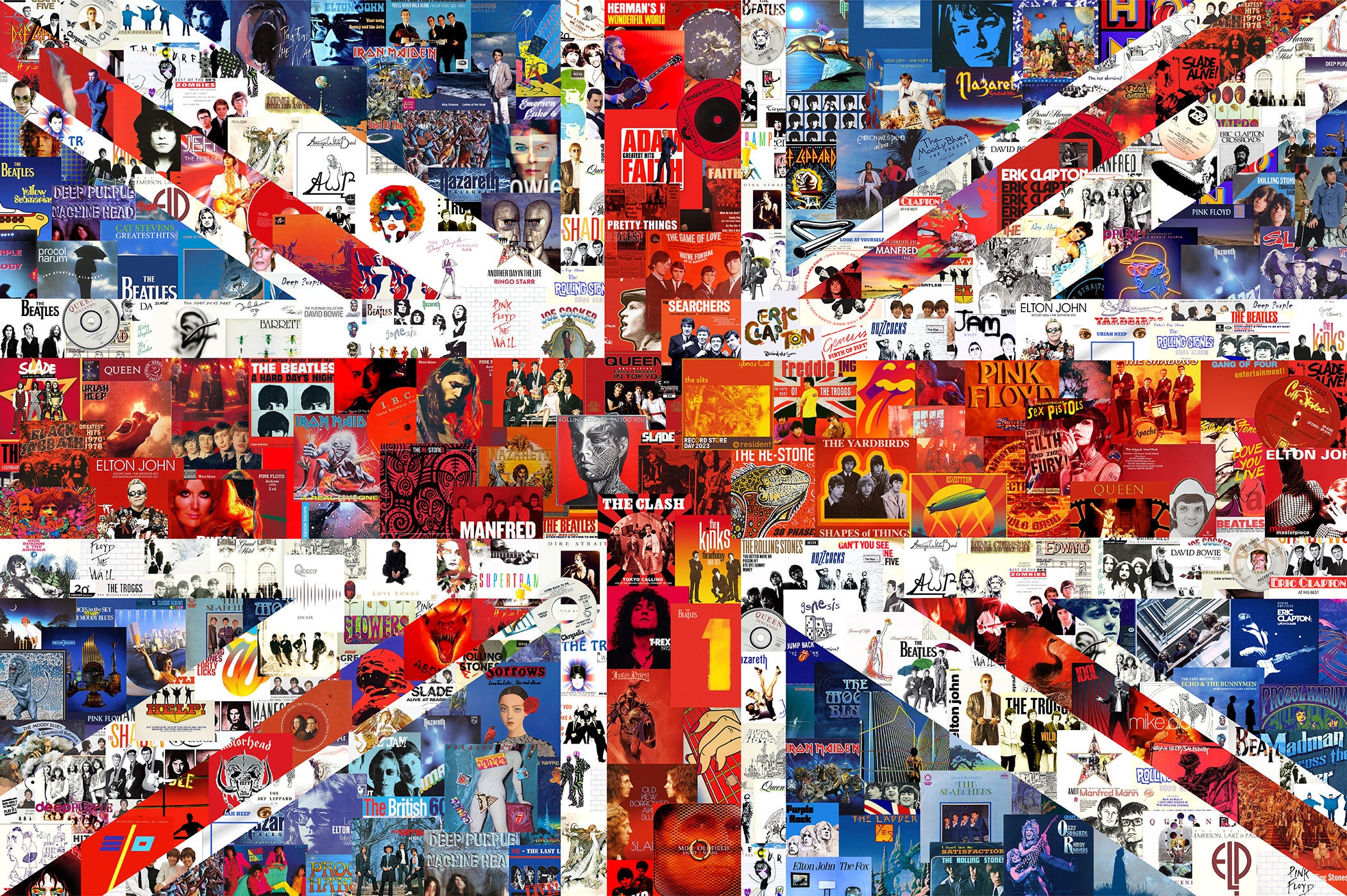 British Rock Album Collage Union Jack Art Poster - Etsy