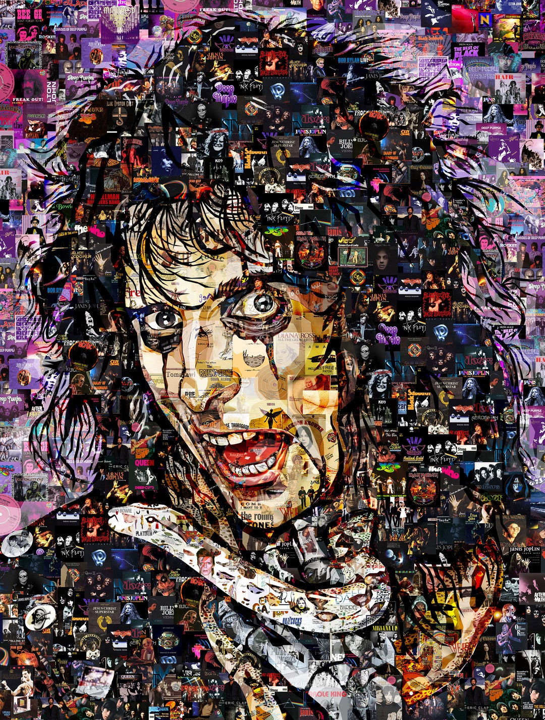 Art Collage Poster Gift ALICE COOPER Print Made Out of Famous Top ...