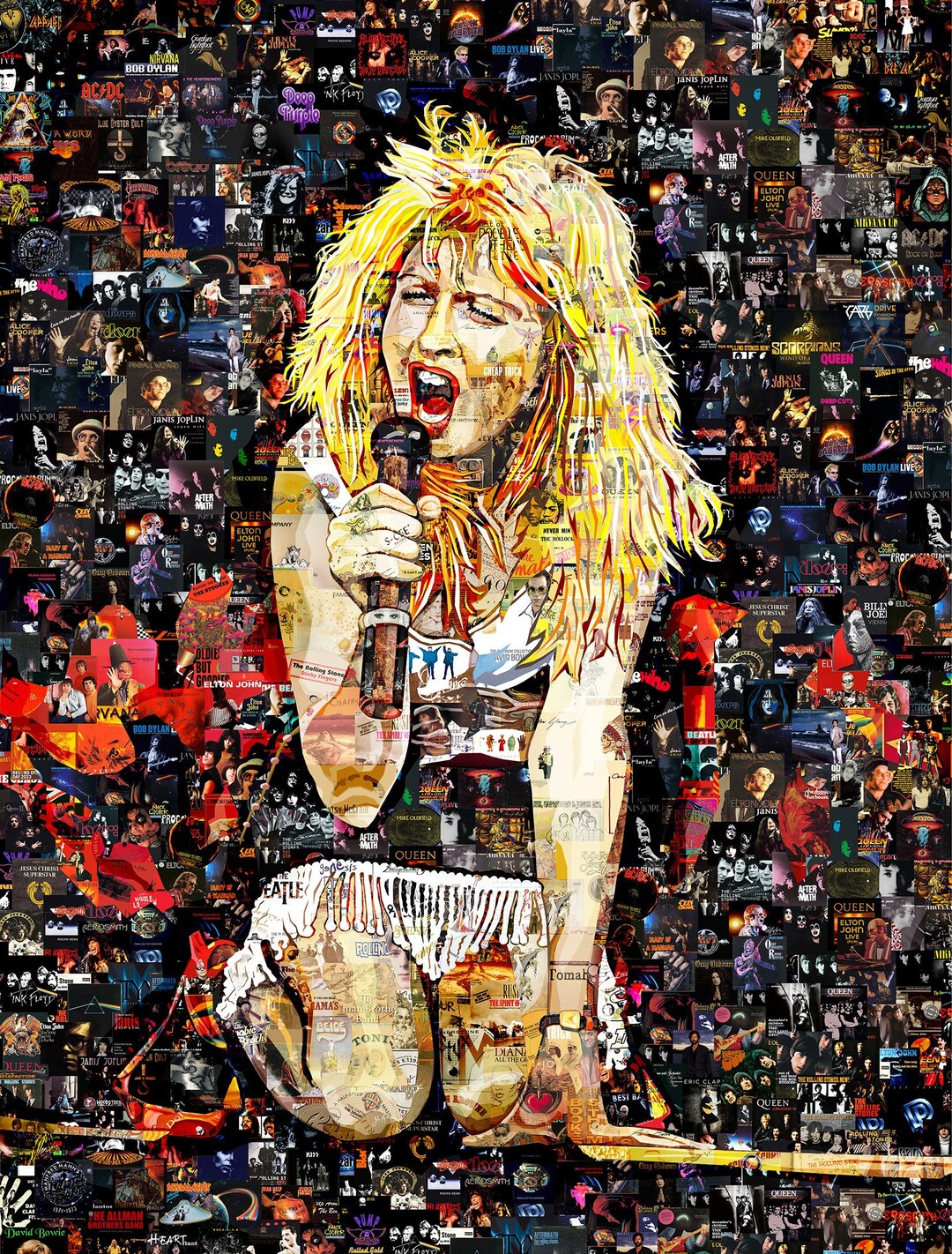 Art Collage Poster Print CYNDI LAUPER Made Out of Famous Top Classic ...